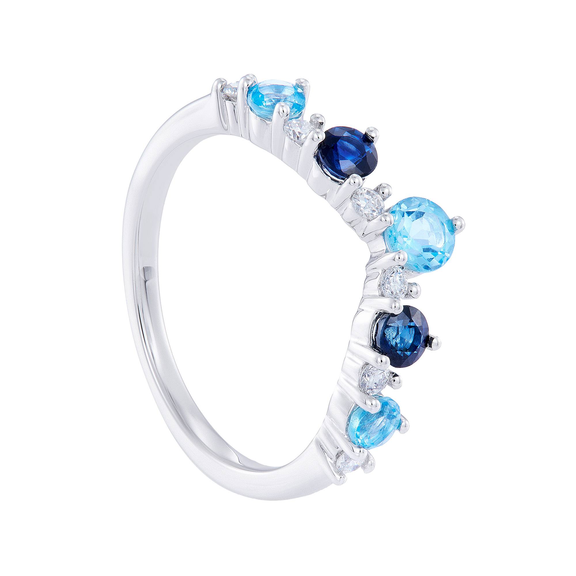 Chic Collection Blue Sapphire and Blue Topaz Diamond Ring in White Gold 265571222(WG)-BS-B