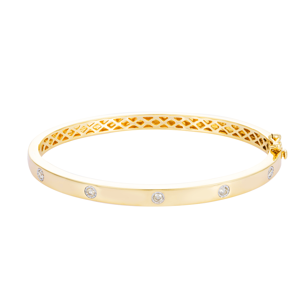 Round Diamond Bangle in 375/9K Yellow Gold 67904