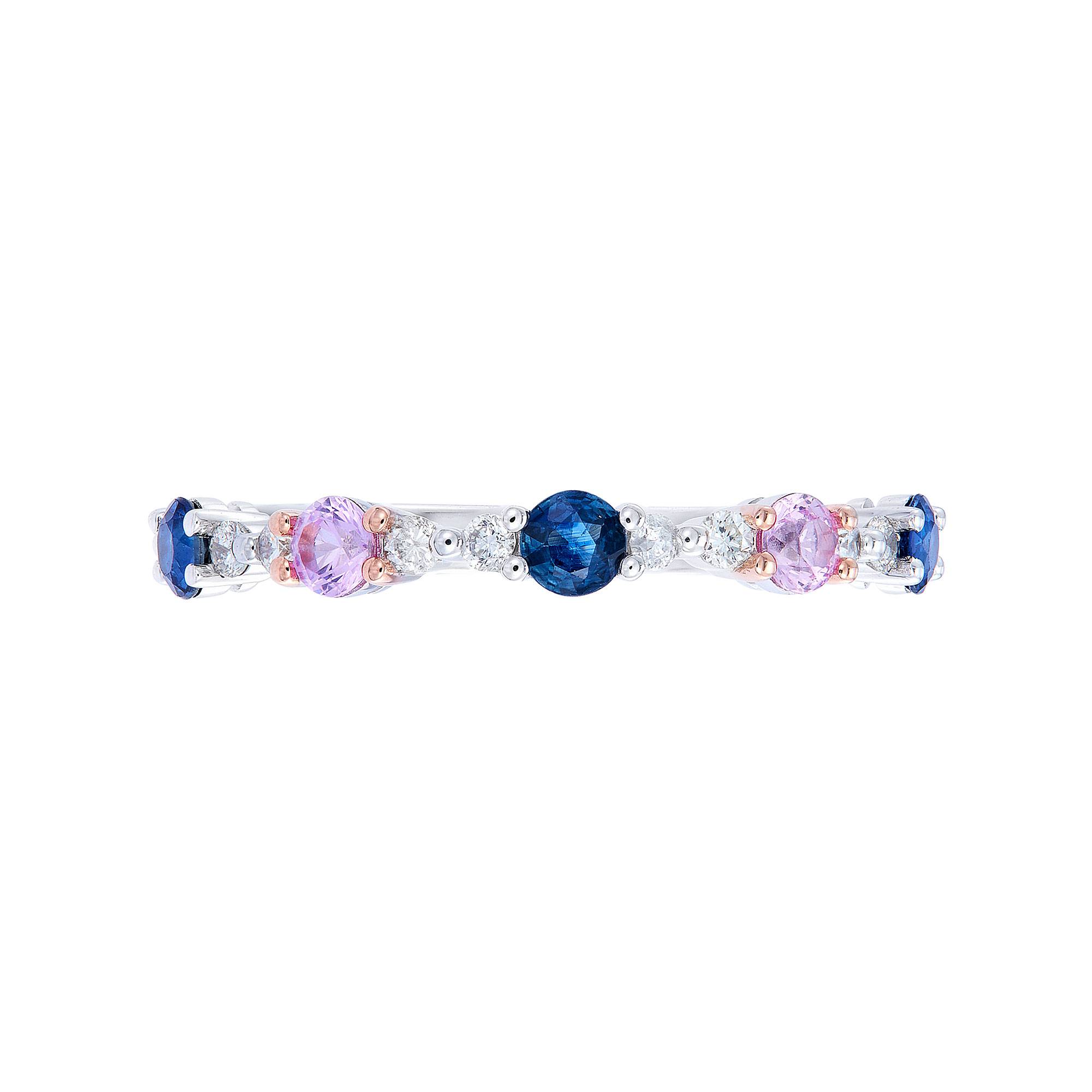 CHIC | Pink Sapphire and Blue Sapphire Diamond Ring in 375/9K White ...