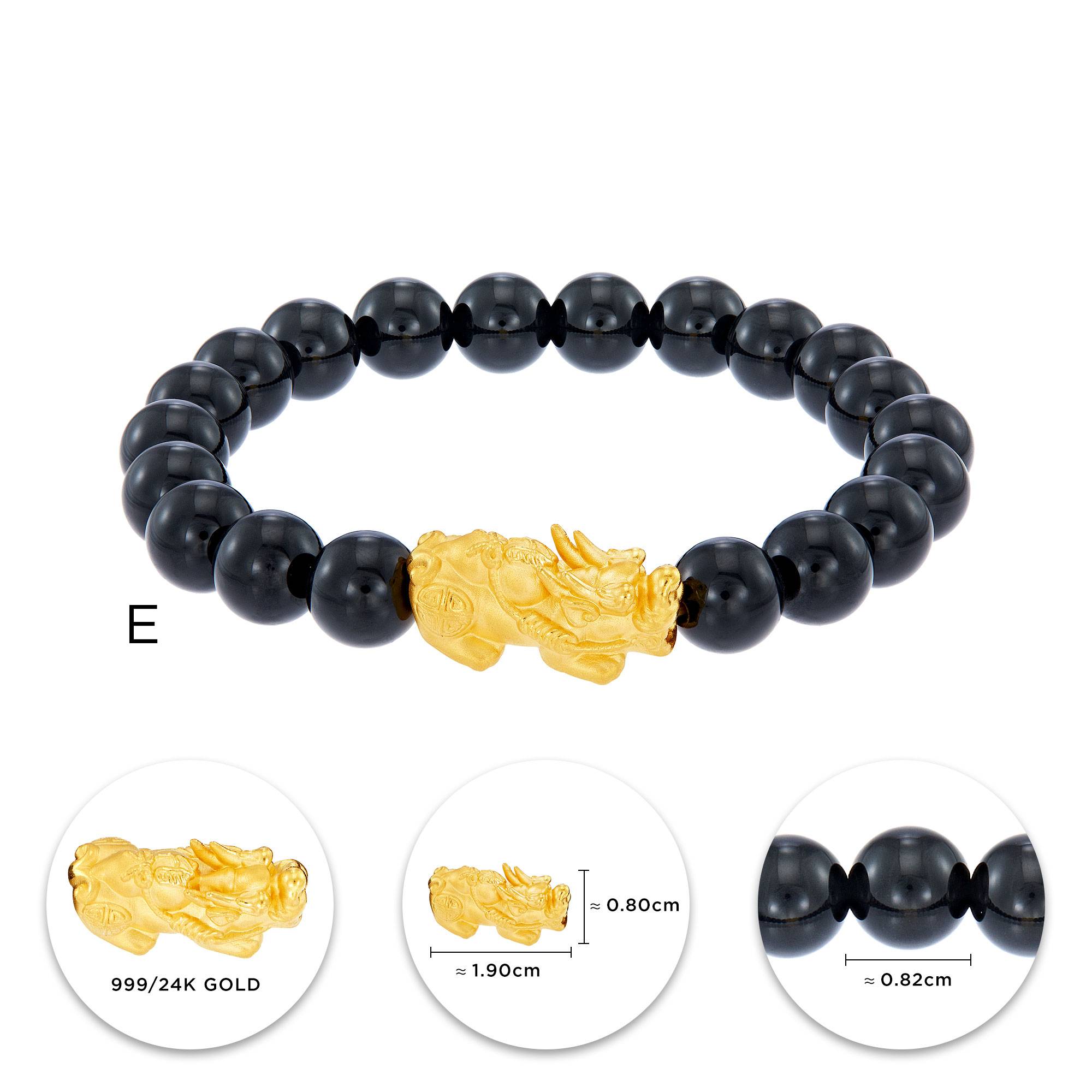 Pixiu 999 Gold with Black Onyx Bracelet