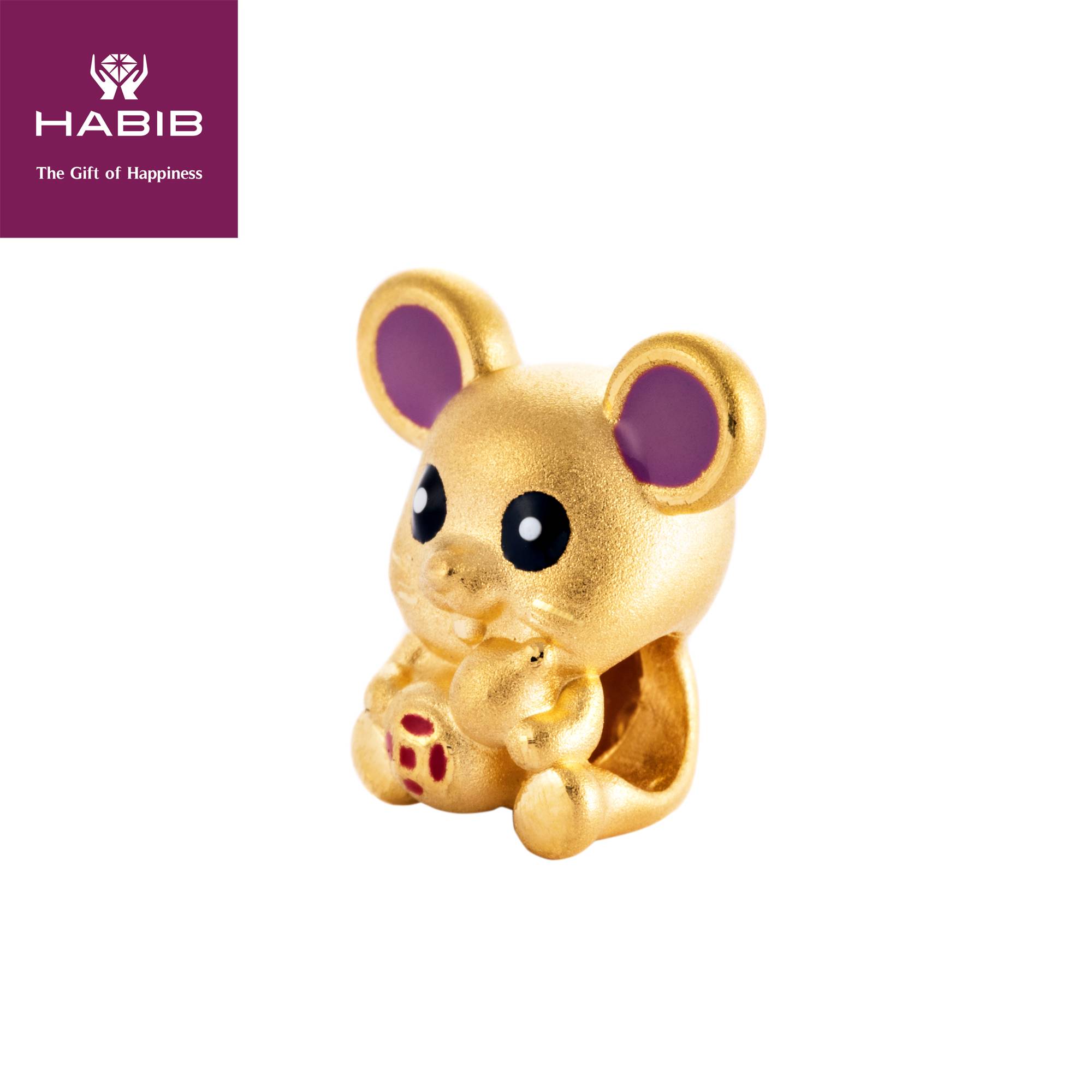 HABIB Beautiful Mini Rat Gold Charm, 999 Gold (0.81G)