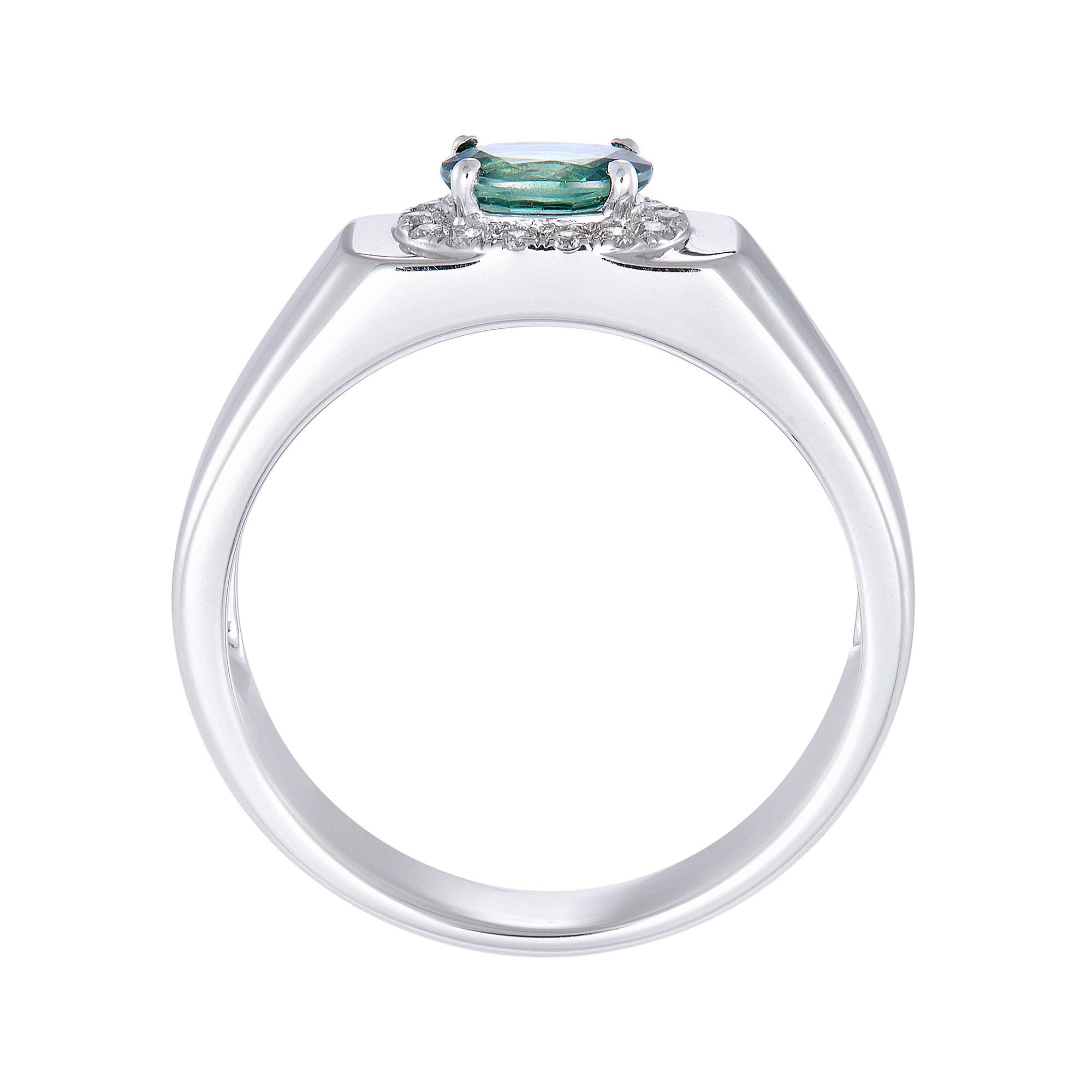 Green Sapphire and Diamond Men's Ring in 925 Silver Palladium 250890723 ...