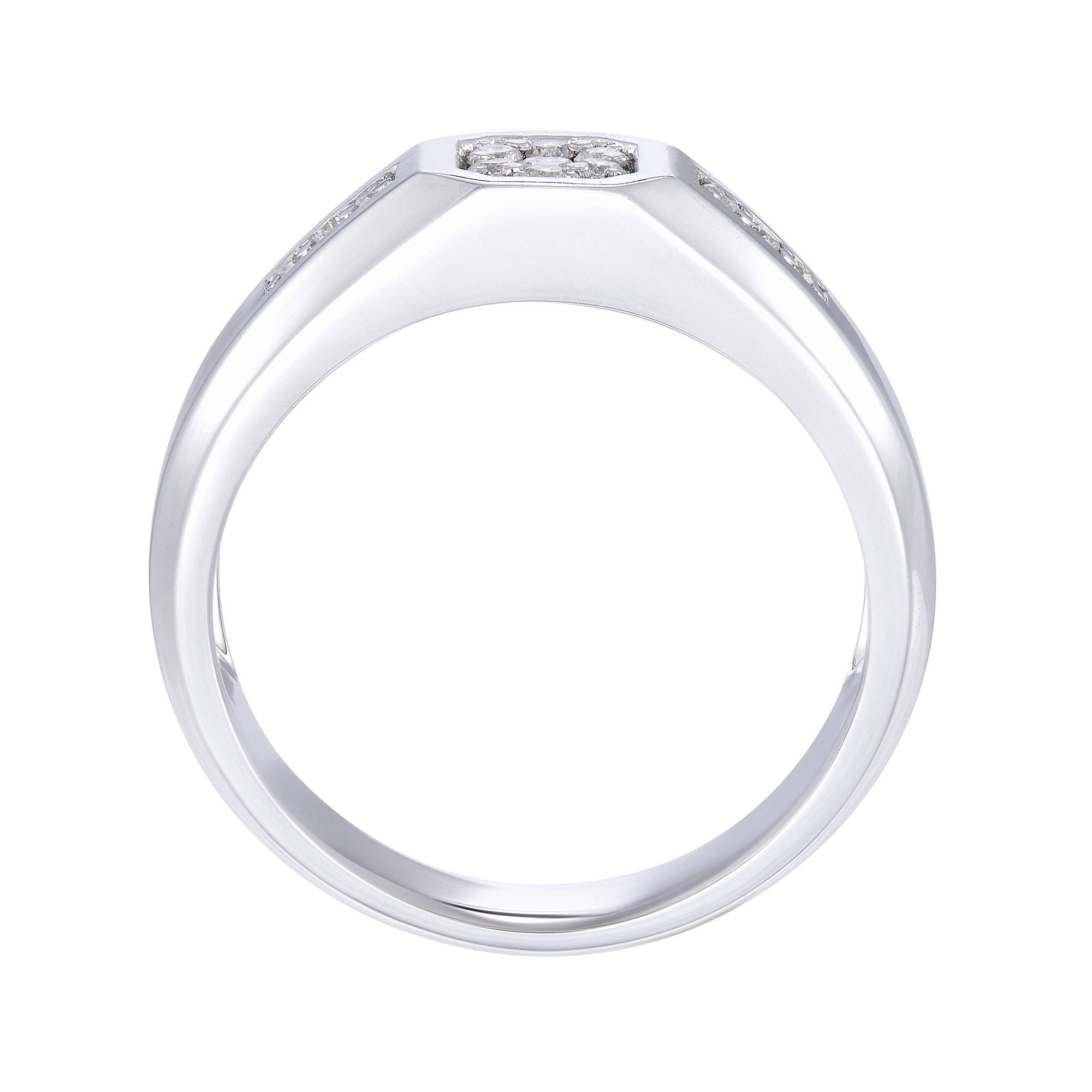 Flush Diamond Men's Ring in 925 Silver Palladium 266430423(PLD)