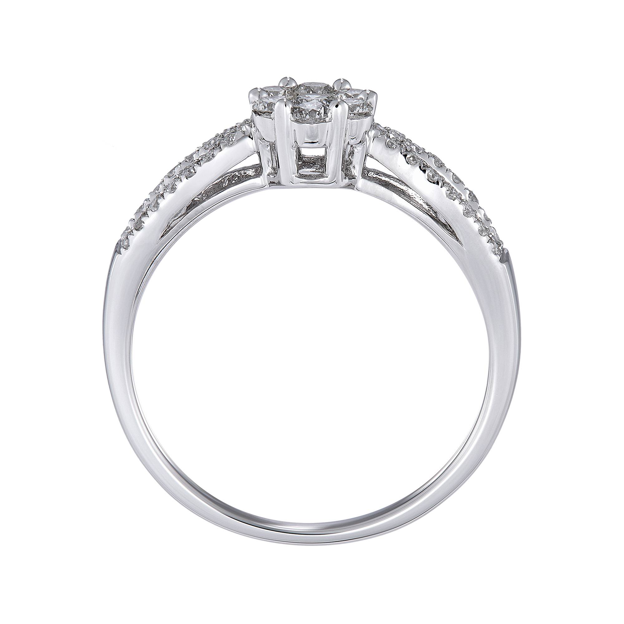 Tapered Cut and Diamond Ring in 750/18K White Gold 267240723(R)