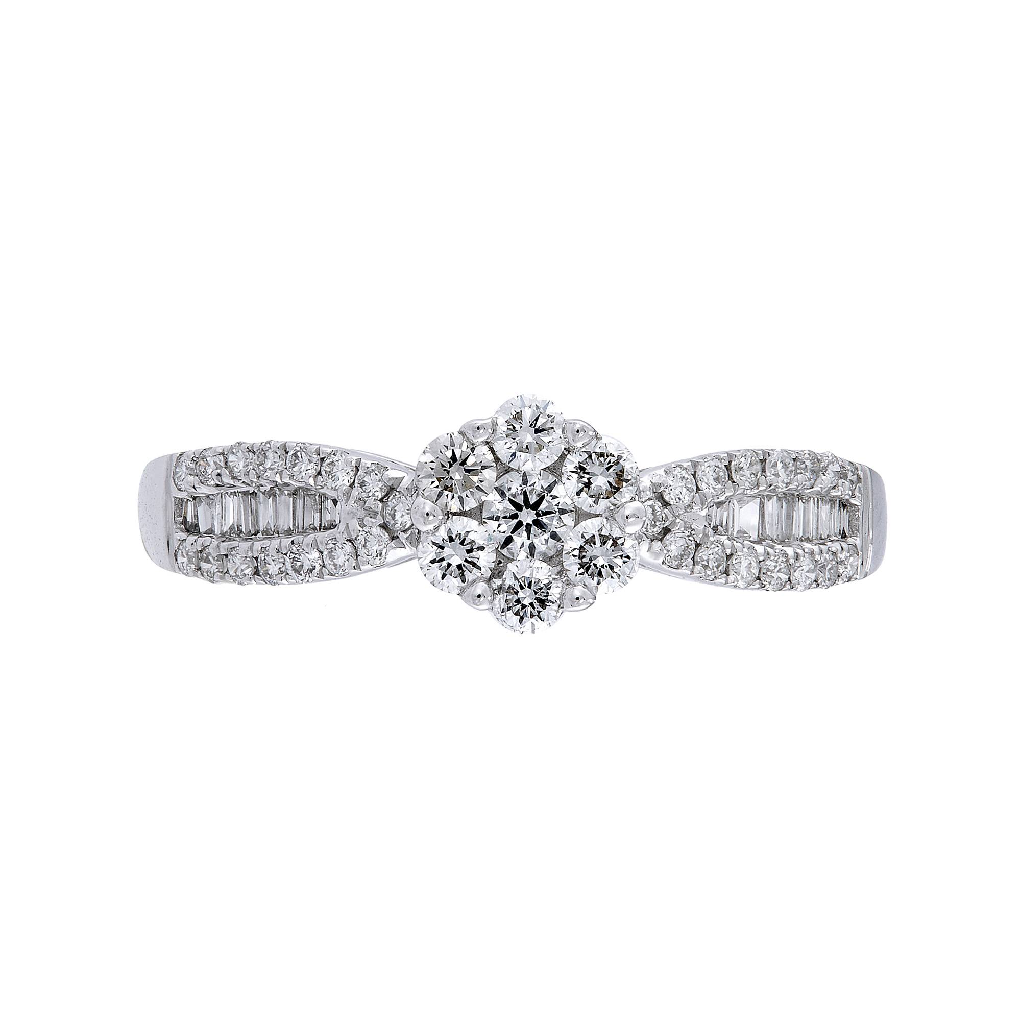 Tapered Cut and Diamond Ring in 750/18K White Gold 267240723(R)
