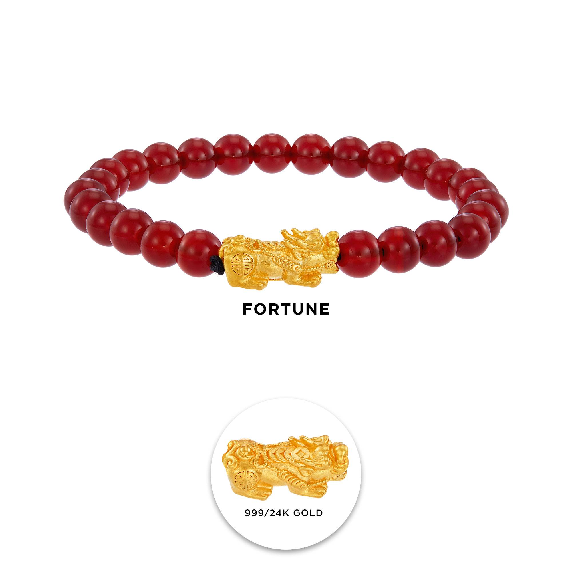 Pixiu 999/24K Gold with Red Agate Bracelet