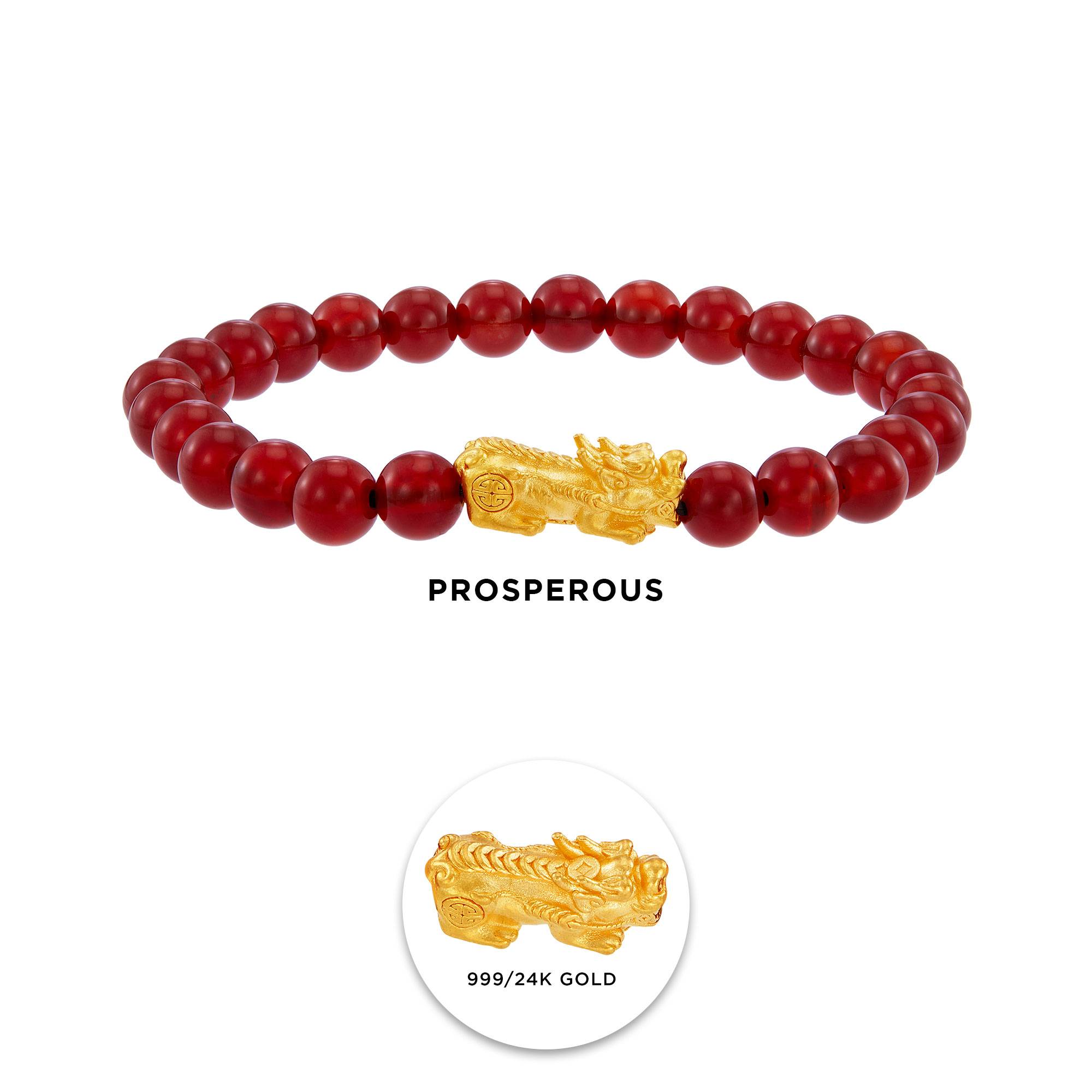 Pixiu 999/24K Gold with Red Agate Bracelet