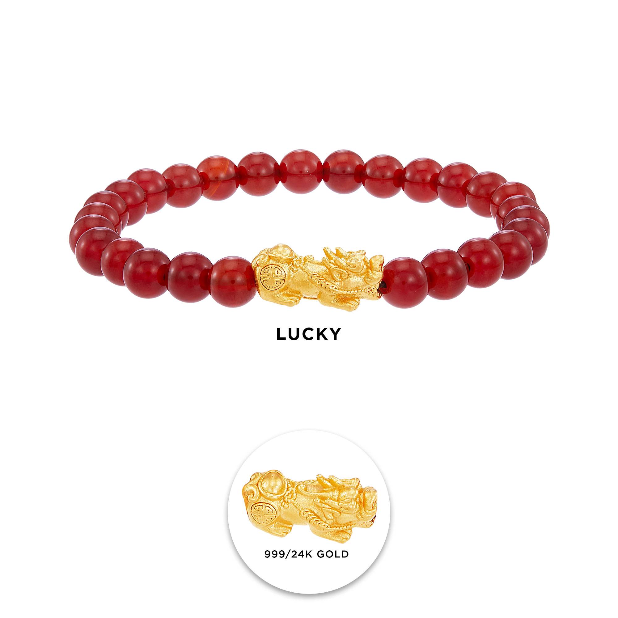 Pixiu 999/24K Gold with Red Agate Bracelet