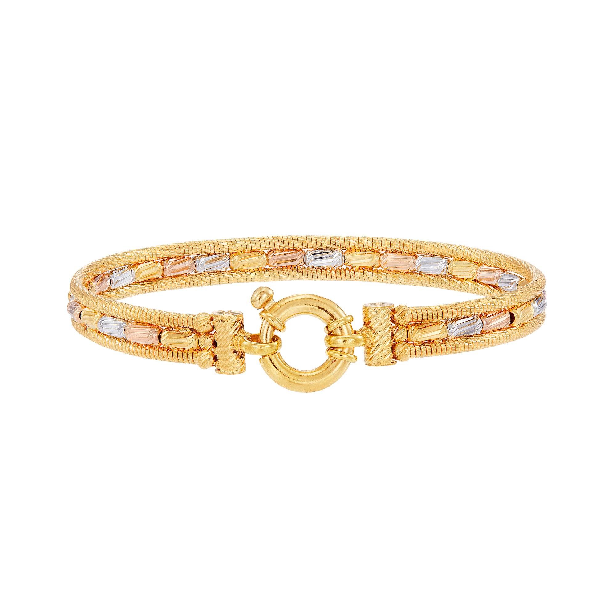 Oro Italia 916 Yellow, White and Rose Gold Bangle GB90870923(1)-TI (22K ...