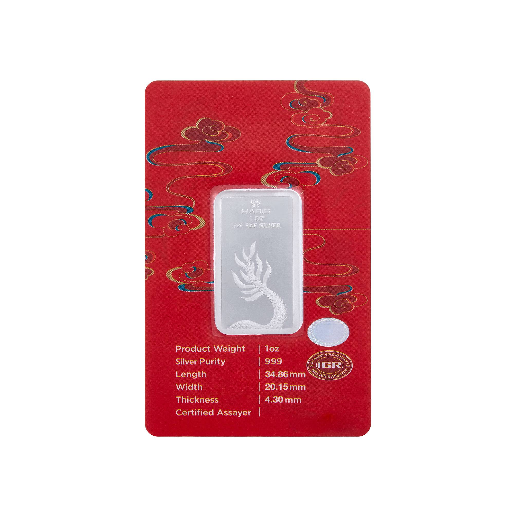 HABIB Year of The Dragon 2024 | 1oz 999.9 Silver Bar (Dragon ...