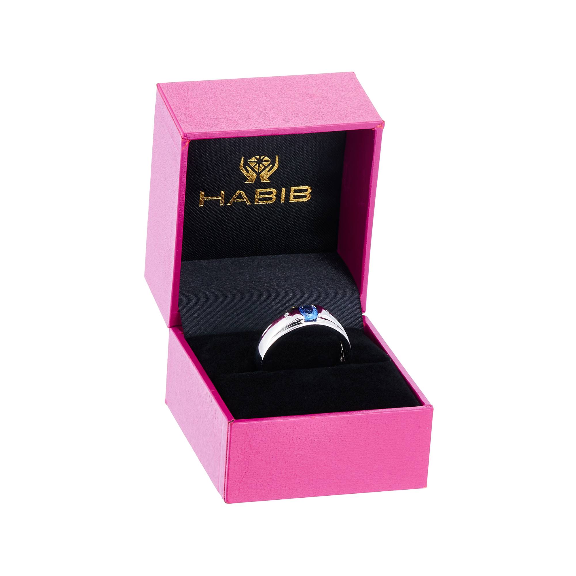 Oval Cut Blue Sapphire and Diamond Men's Ring in 925 Silver Palladium ...