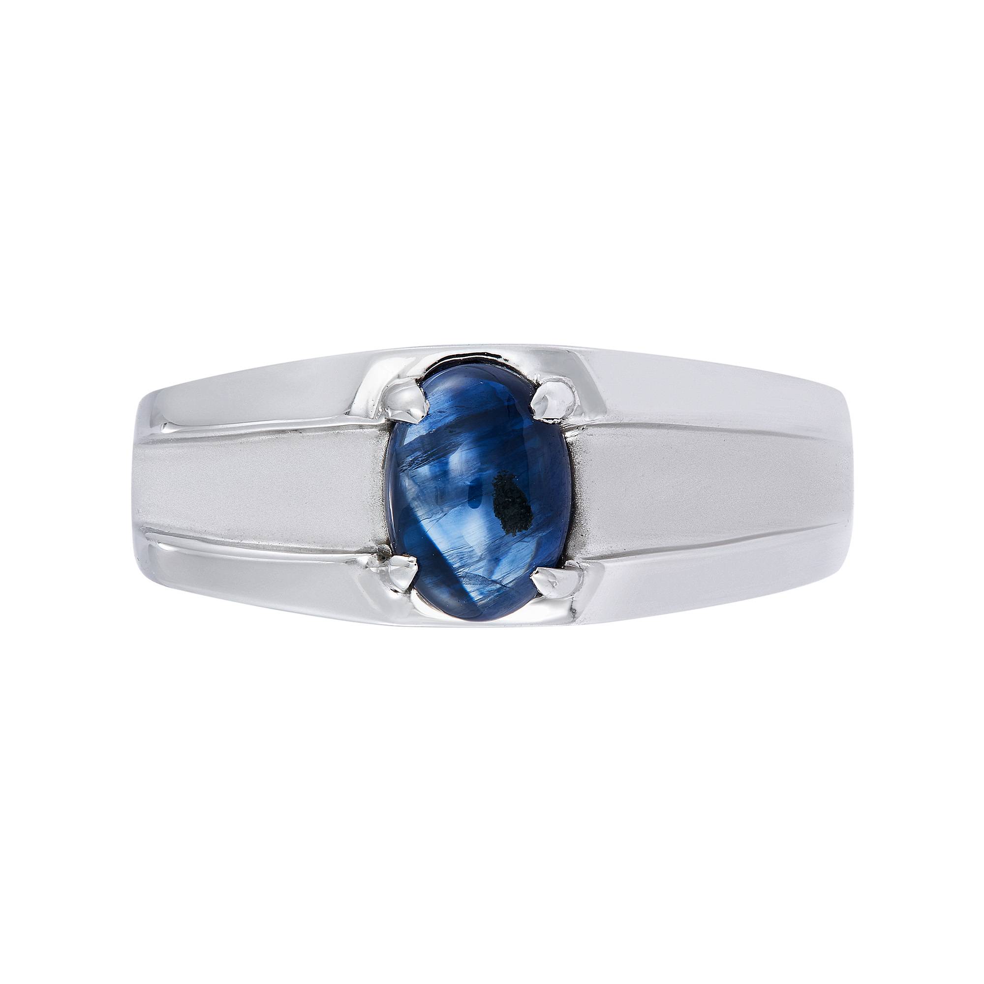 Cabochon Blue Sapphire Men's Ring in 925 Silver Palladium LE3981861022 ...