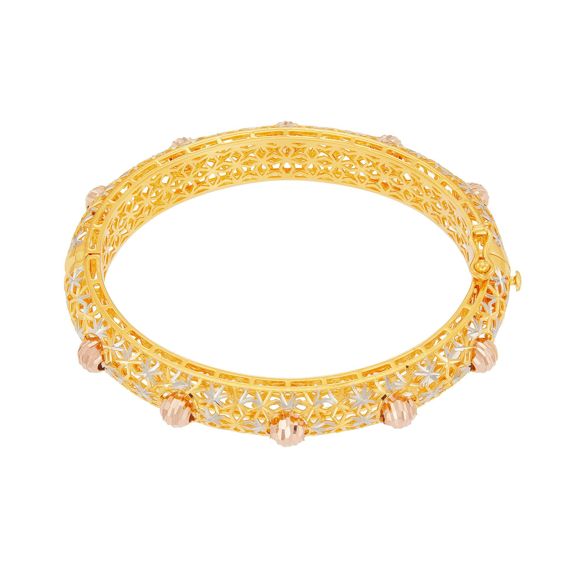 Oro Italia 916 Yellow, Rose and White Gold Bangle GB90710923-TI