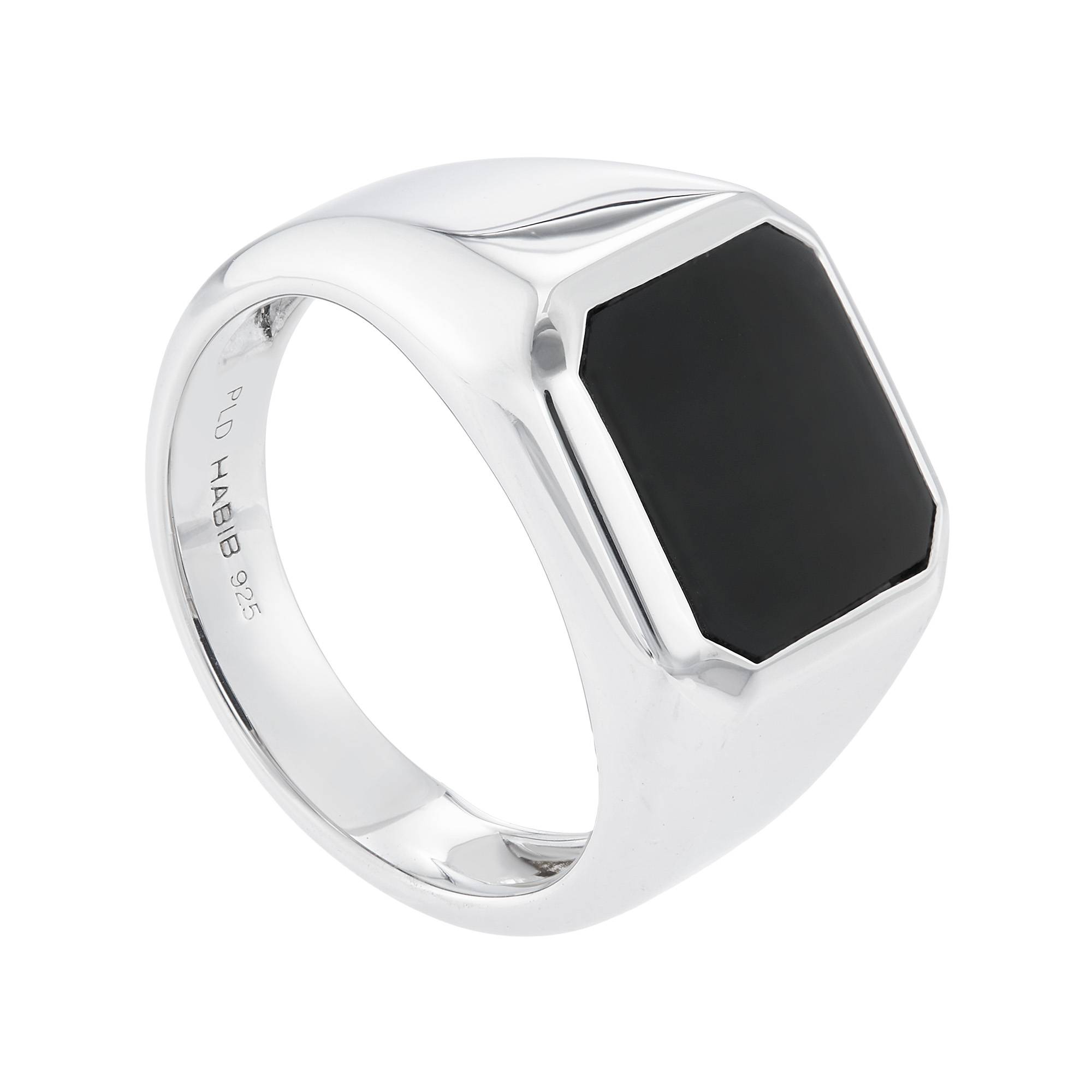 Square Black Onyx in 925 Silver Palladium A05900424(PLD)-ONYX
