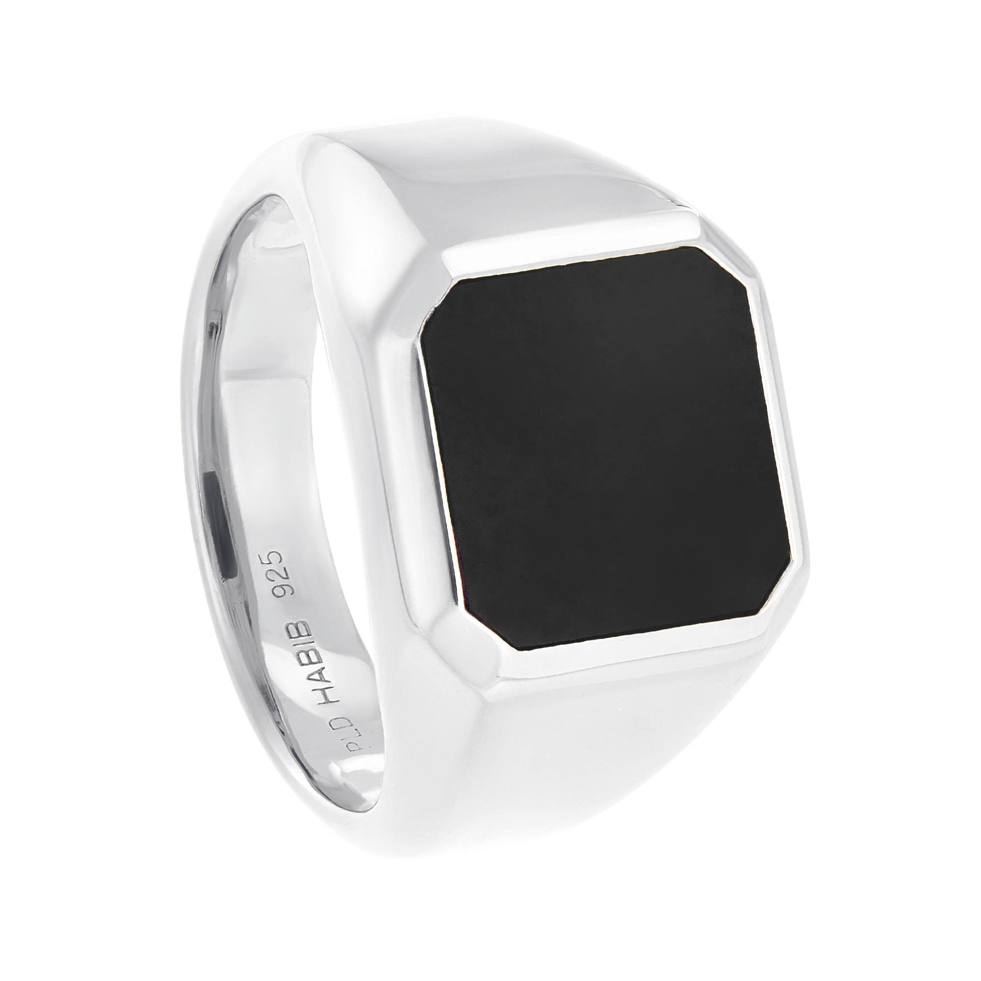 Square Black Onyx in 925 Silver Palladium A05900424(PLD)-ONYX