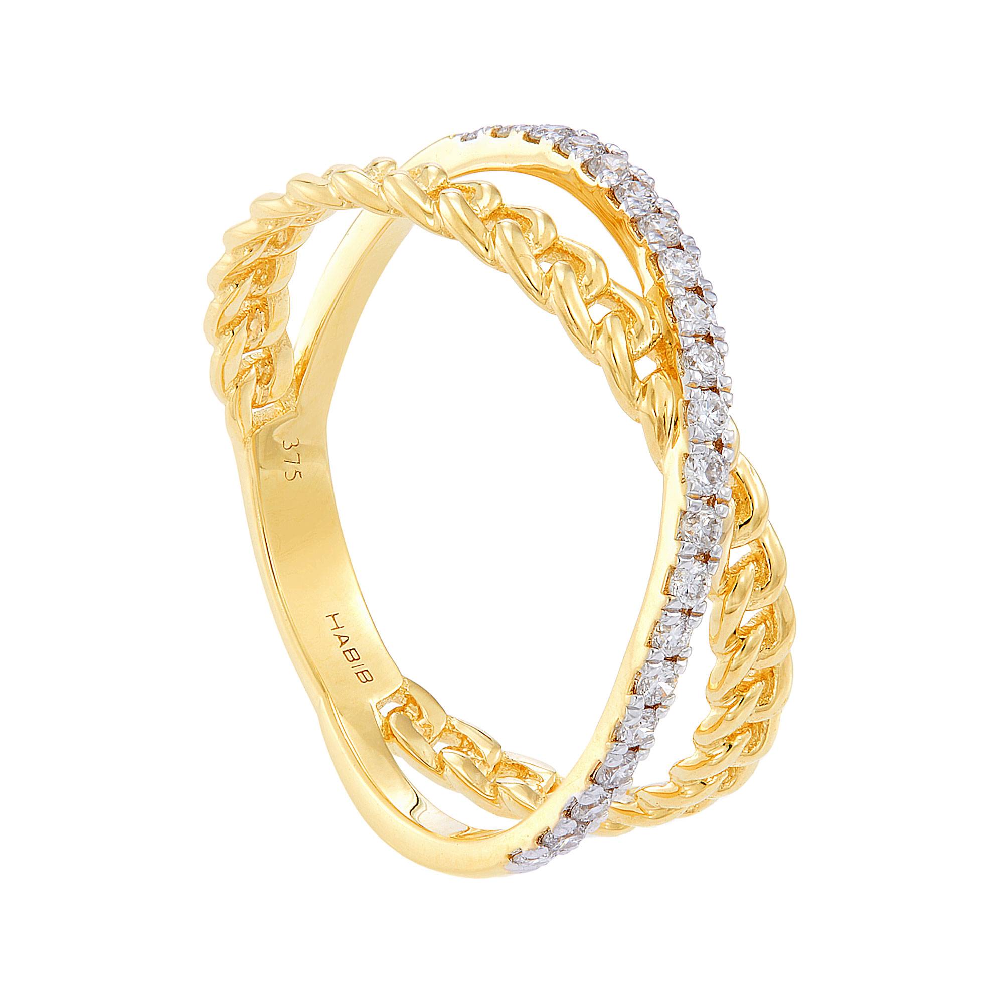 Micro Diamond Twist Band Ring in 375/9K Yellow Gold 264940922