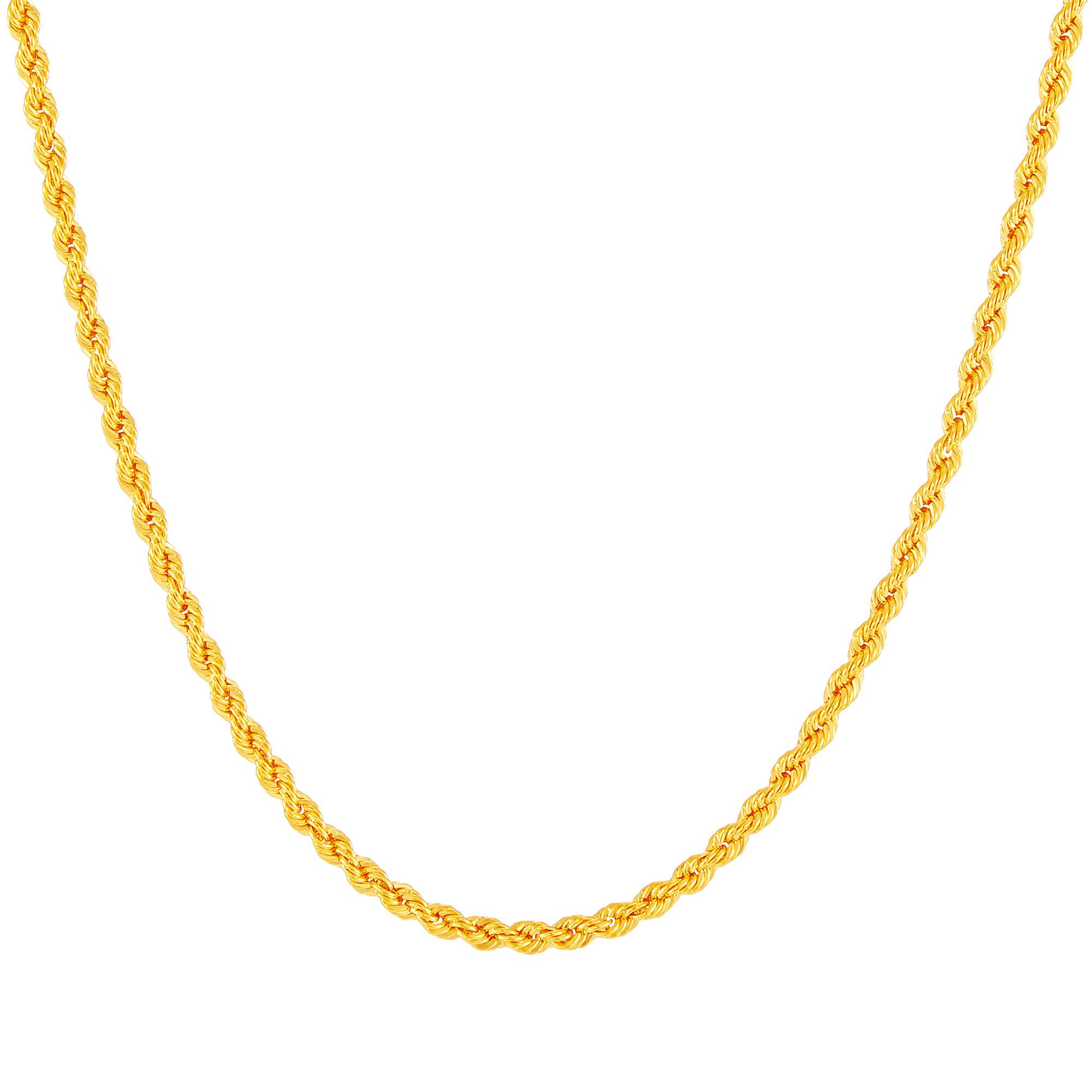 999/24K Yellow Gold Rope Chain Necklace (Pintal) SFHKN020724(B)