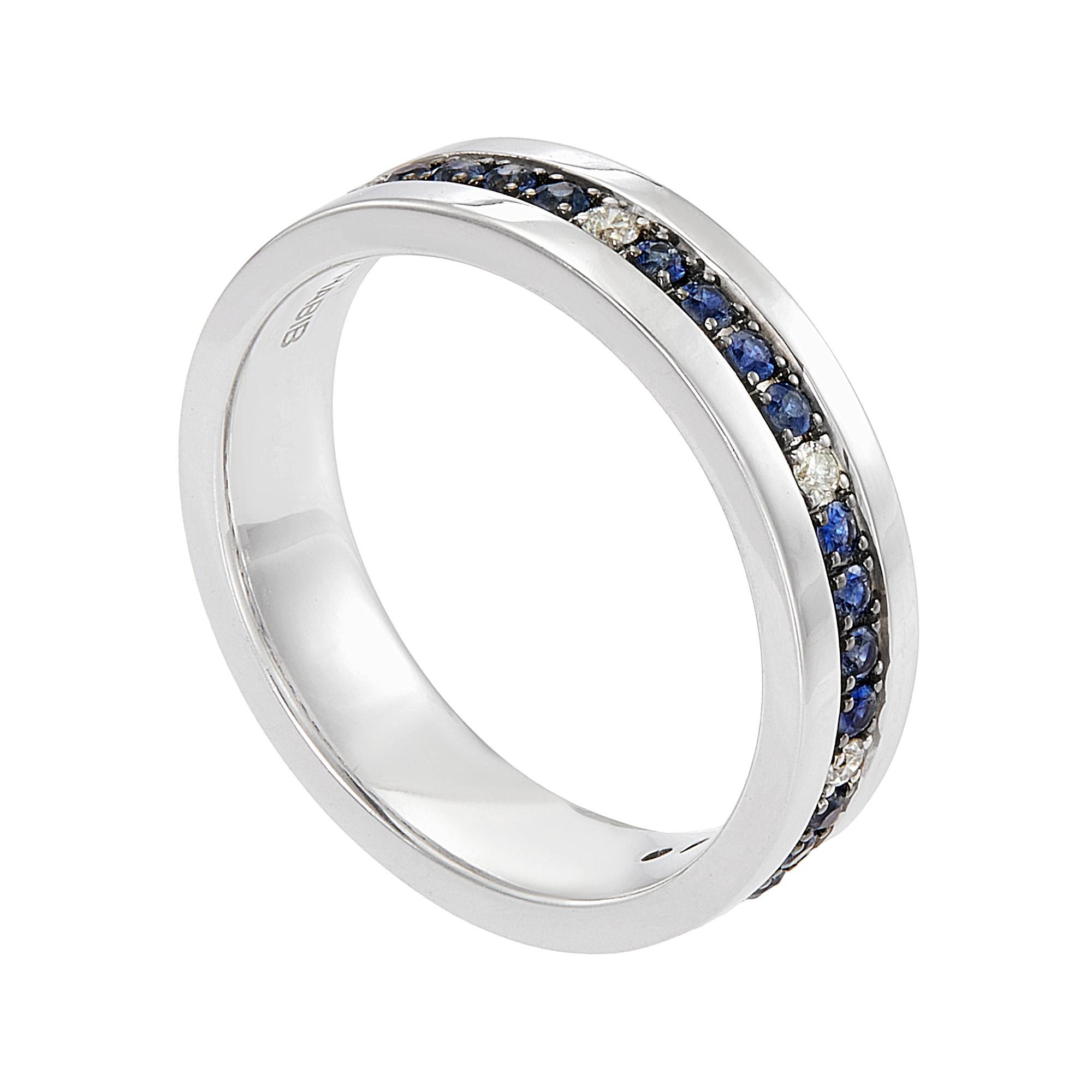 Blue Sapphire and Diamond Men's Ring in 925 Silver Palladium 270651024 ...
