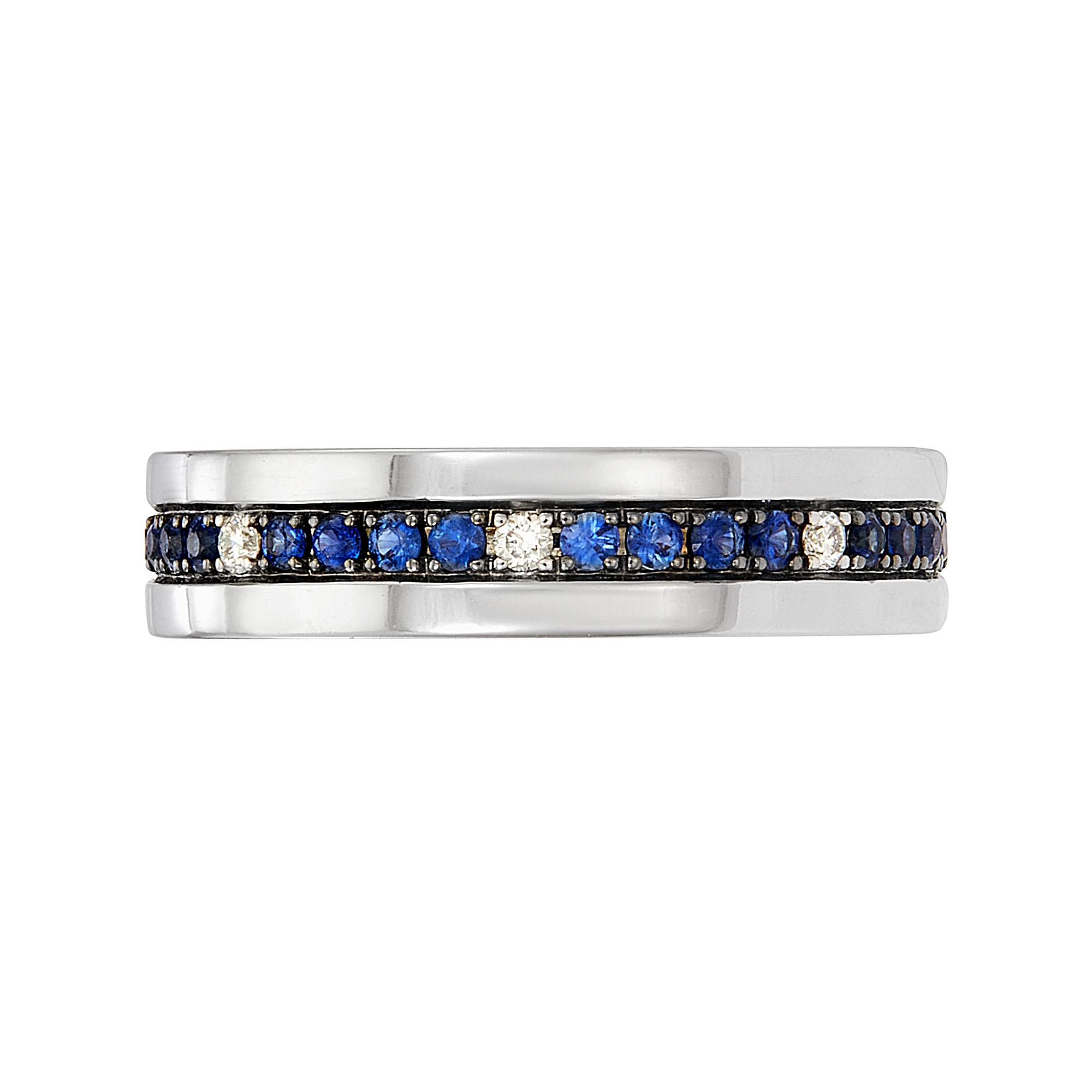 Blue Sapphire and Diamond Men's Ring in 925 Silver Palladium 270651024 ...