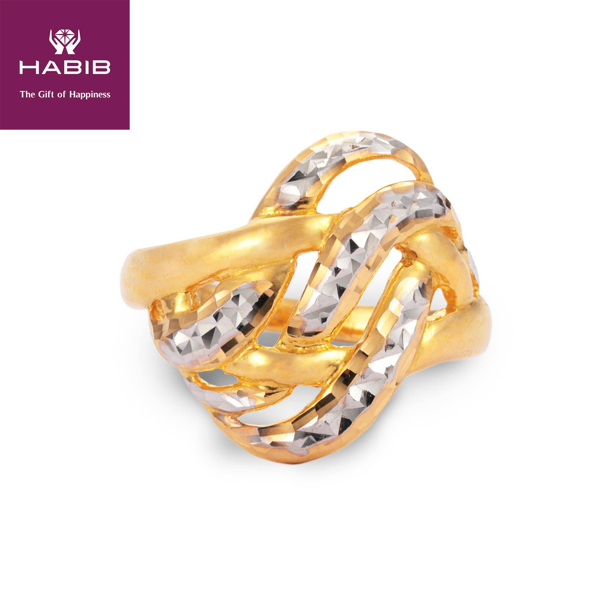 HABIB Brocape White and Yellow Gold Ring, 916 Gold (4.78G)