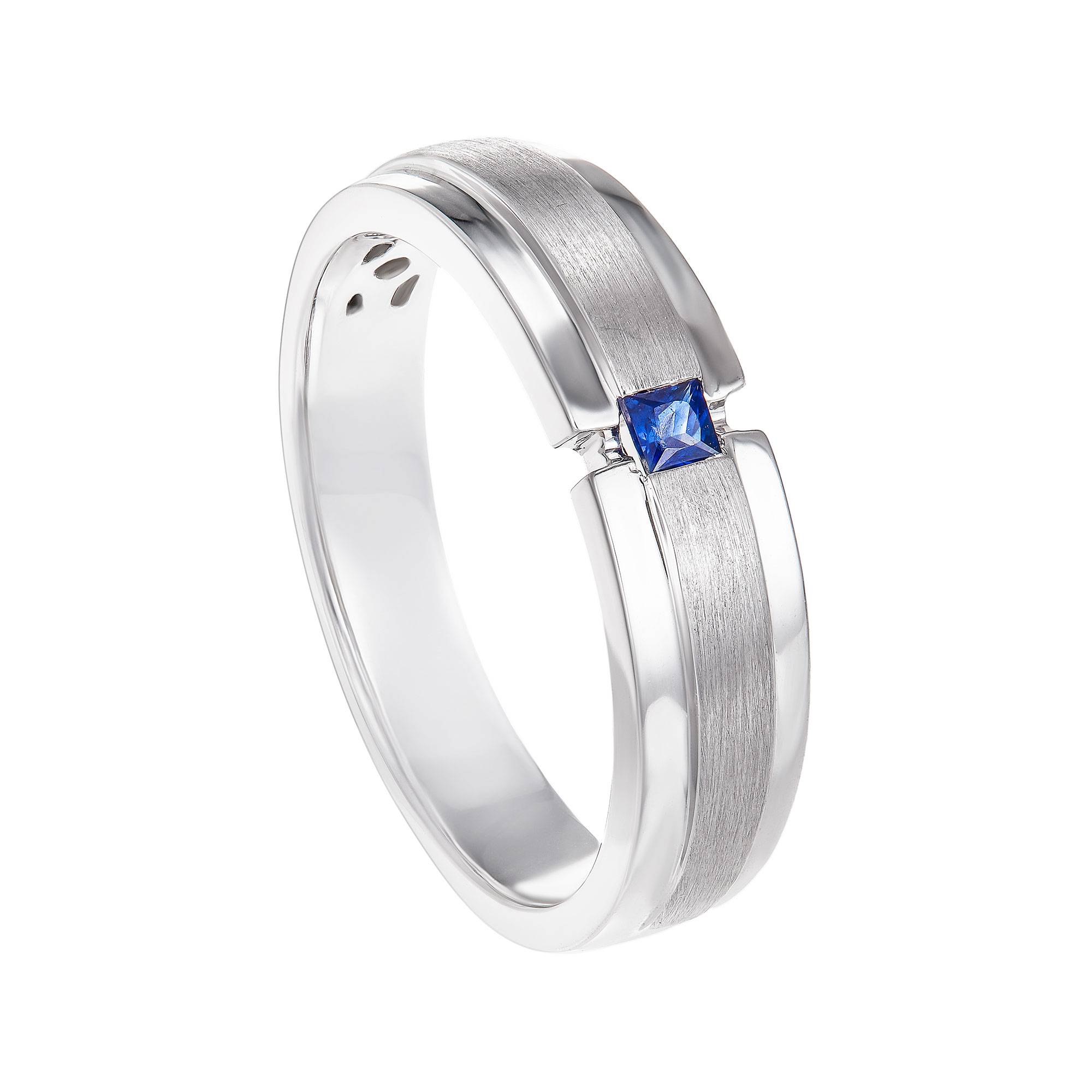 Blue Sapphire Men's Ring in 925 Silver Palladium | HABIB