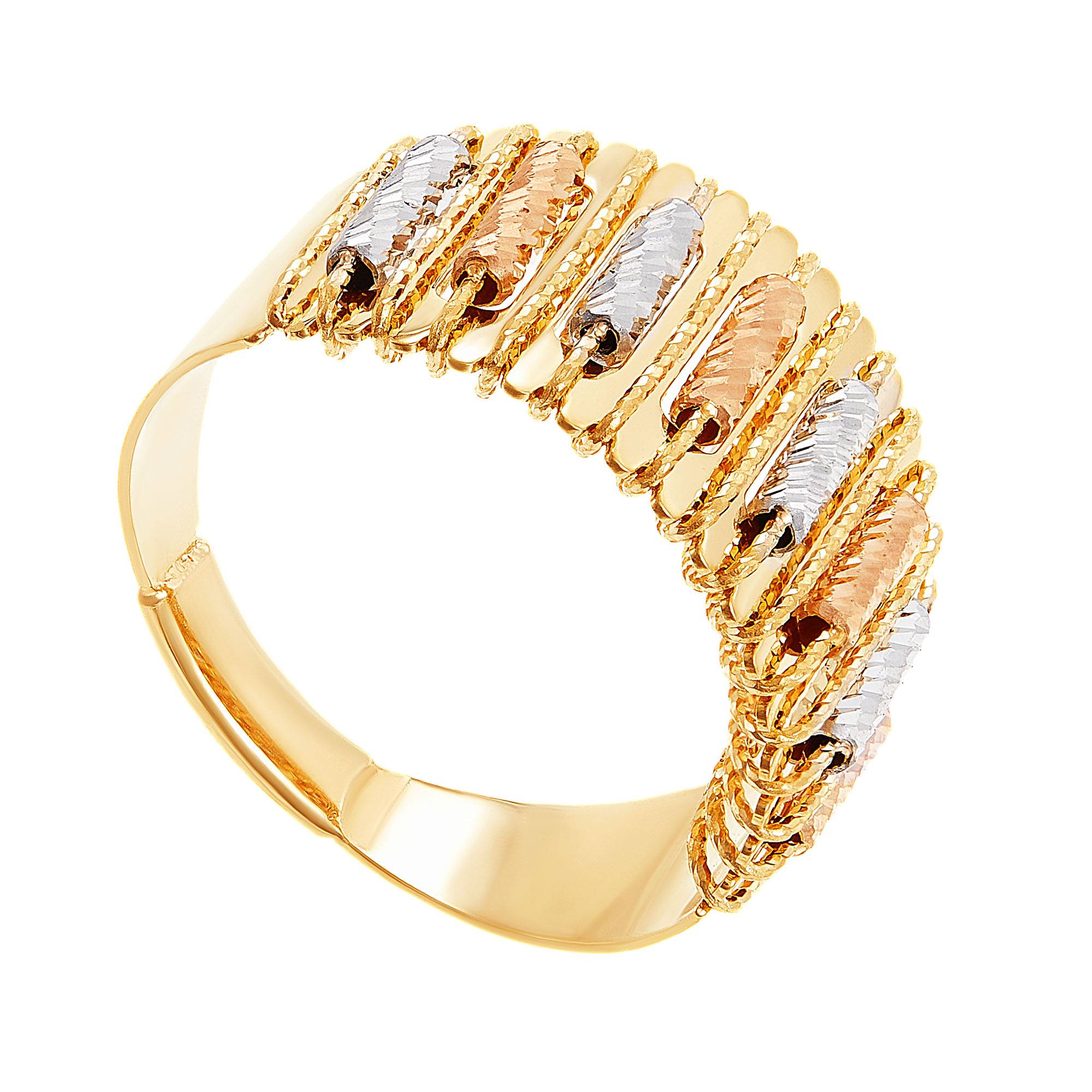 Oro Italia 916 Sicilia White, Yellow and Rose Gold Ring GR4270-TI