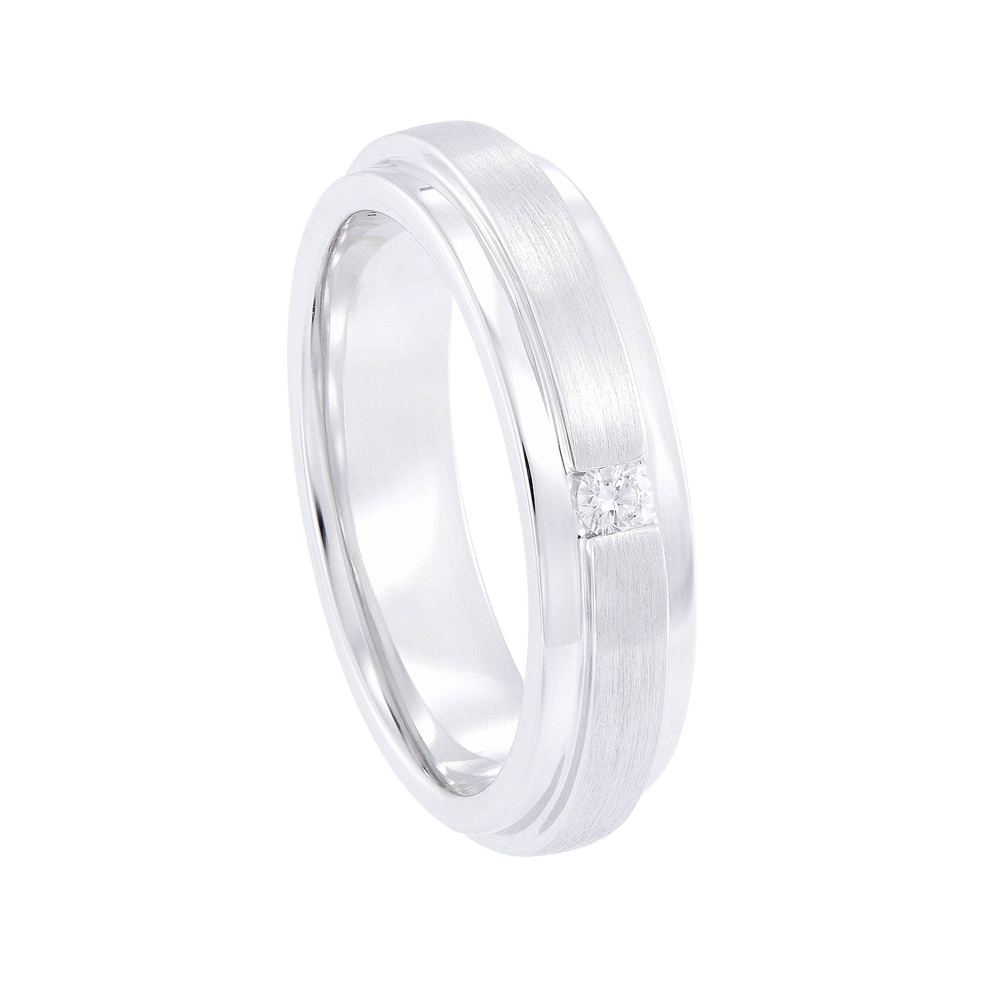 Tension Set Round Diamond Men's Ring in 925/Silver and Palladium 00976(PLD)