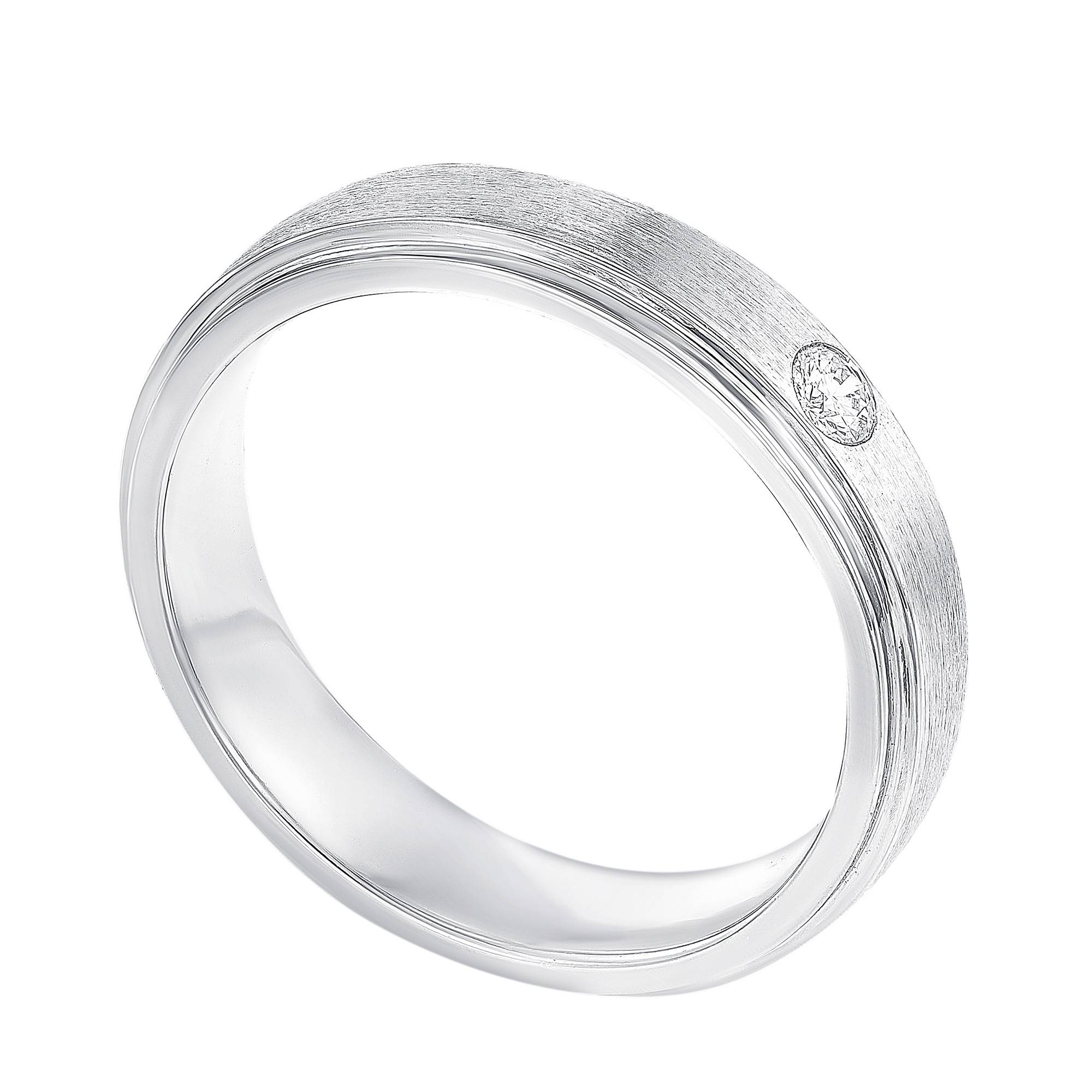 Flush Set Round Diamond Men's Ring in 925/Palladium 00977(PLD)