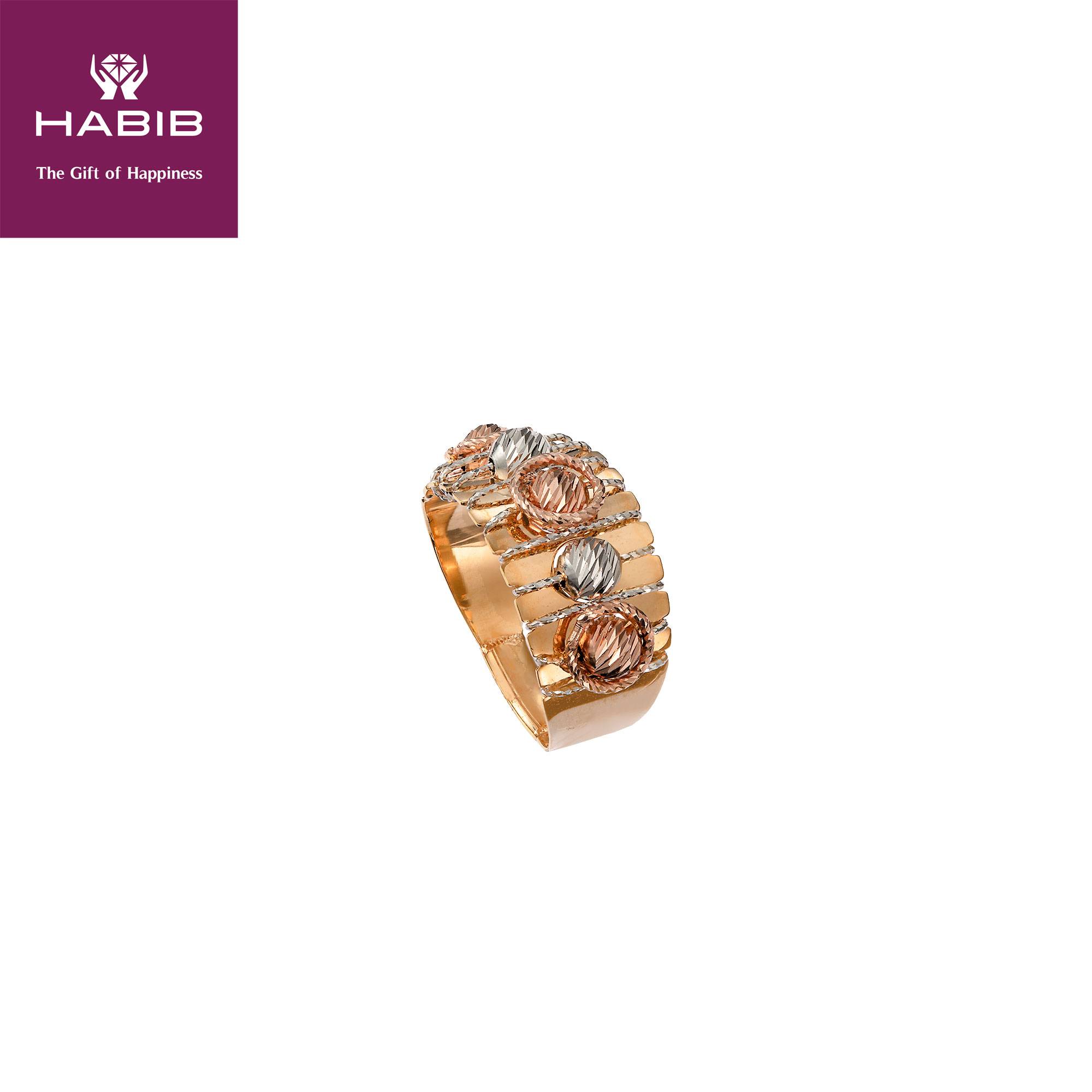 Oro Italia 916 Sicilia White, Yellow and Rose Gold Ring (4.76G ...