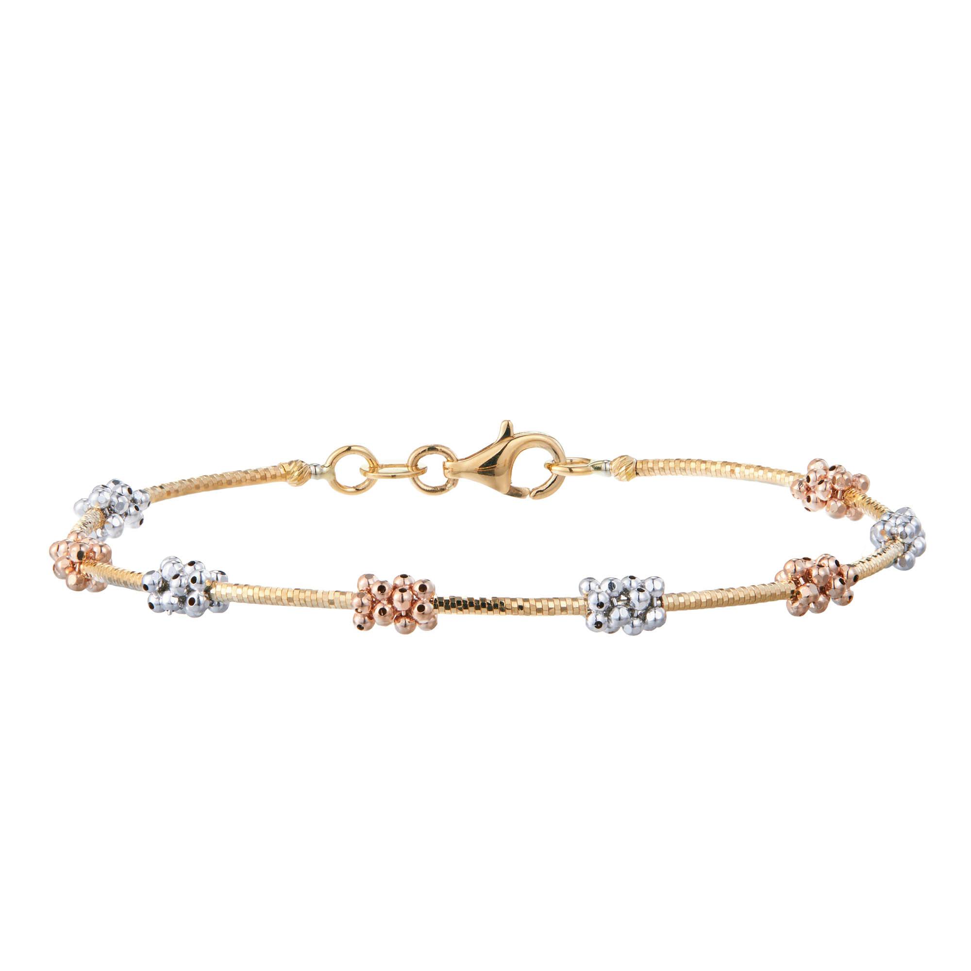 Oro Italia 916 White, Yellow and Rose Gold Bangle GB8431-TI