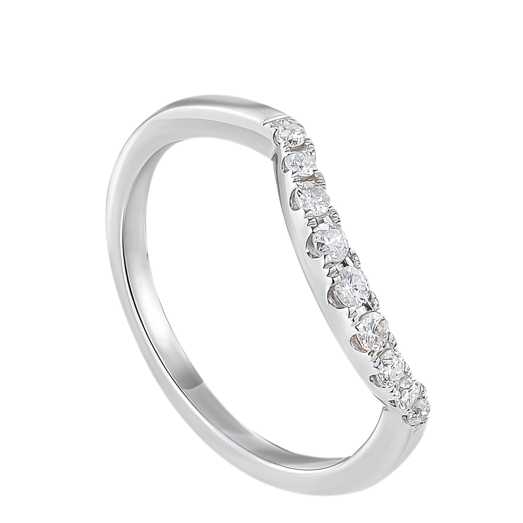 Young Collection Freeform-Shank Round Diamond Ring in 375/9K White Gold ...