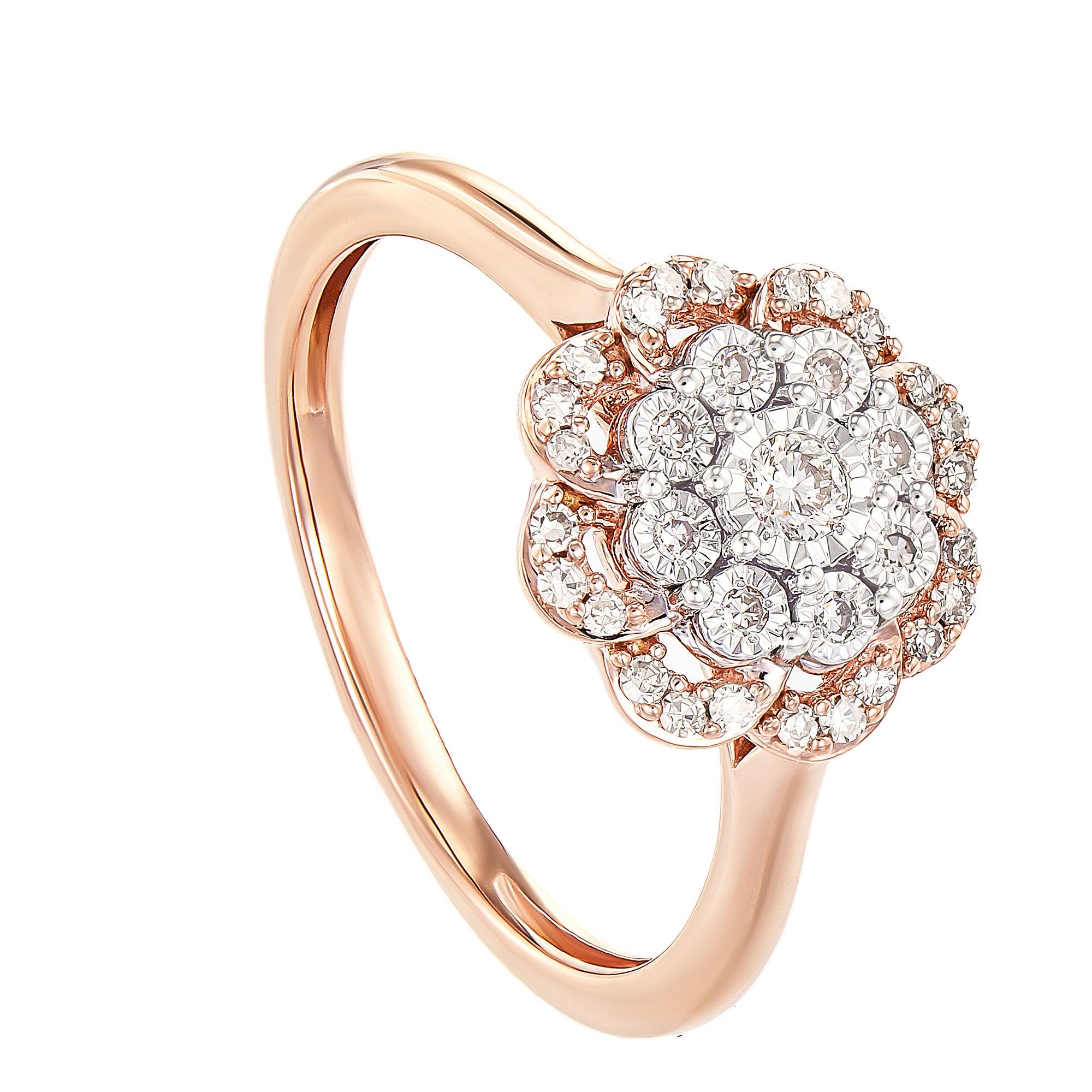 Cluster Set Round Diamond Ring in 375/9K Rose Gold 25800 | HABIB Jewels