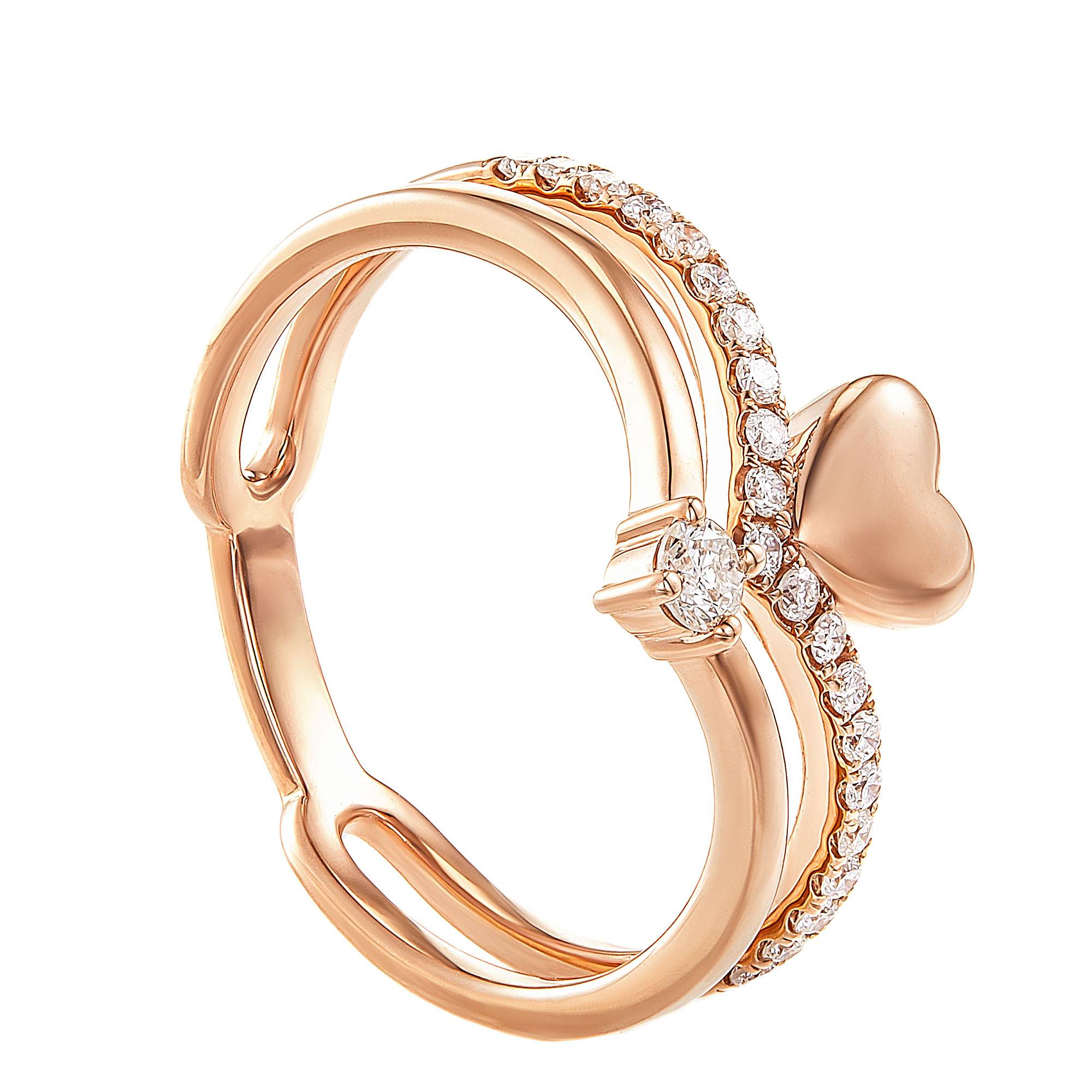 Dwa Double Row Split-shank Heart Shape Round Diamond Ring in 375/9K ...