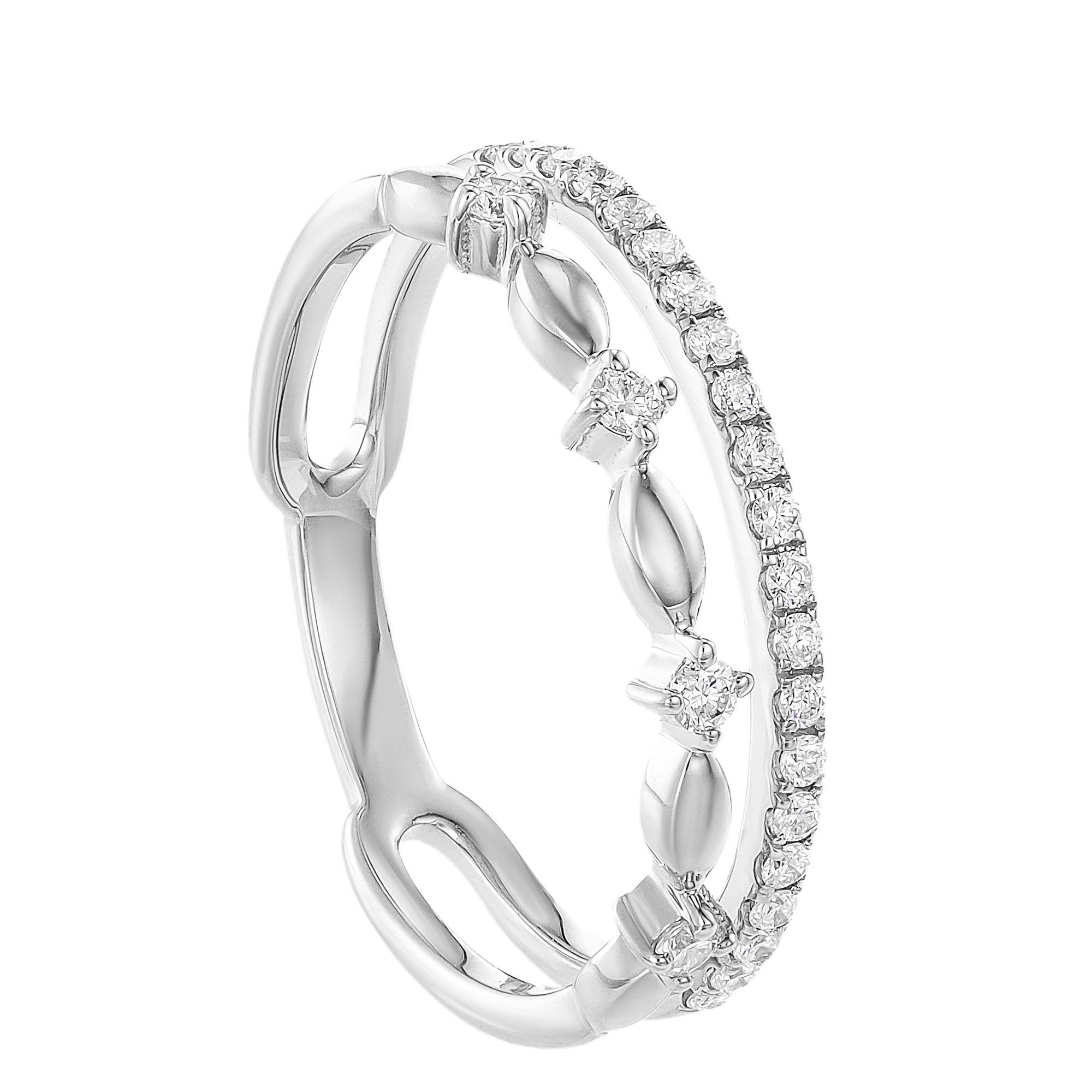 Dwa Double Row Pinched Round Diamond Ring in 375/9K White Gold ...