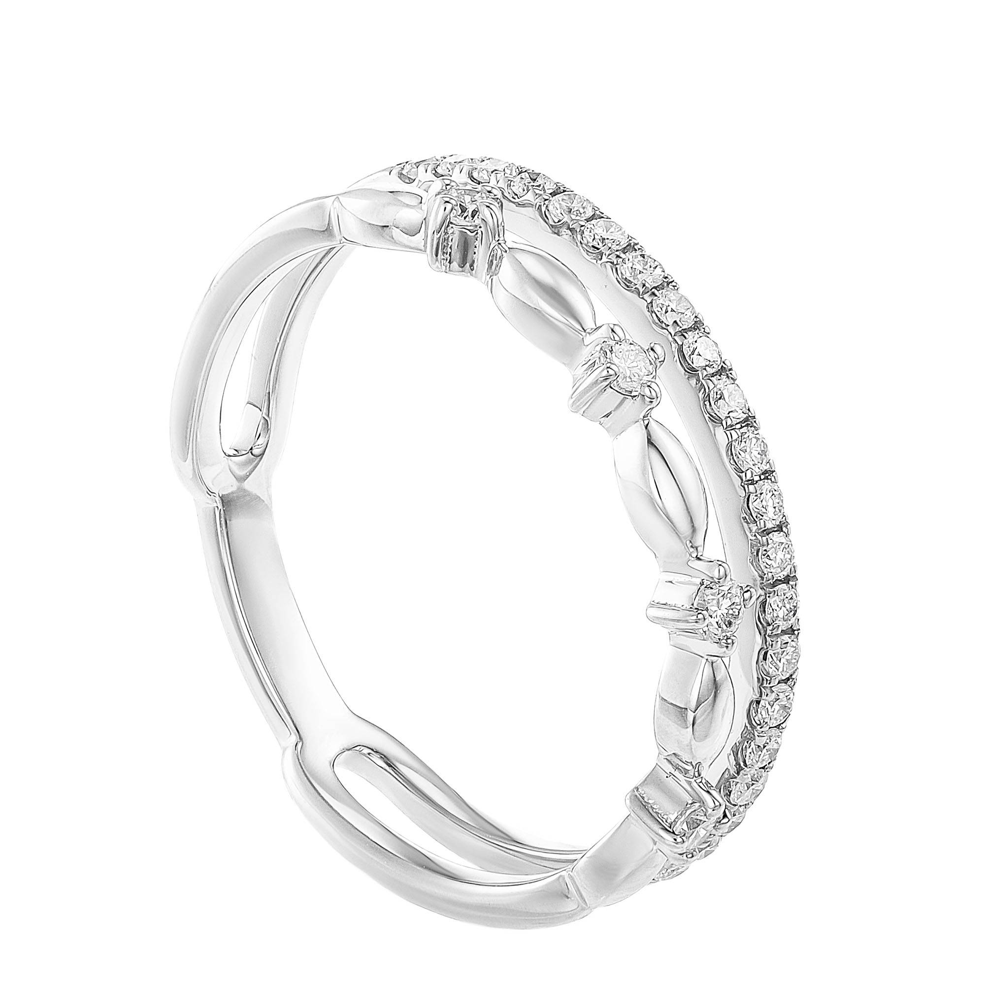 Dwa Double Row Pinched Round Diamond Ring in 375/9K White Gold ...