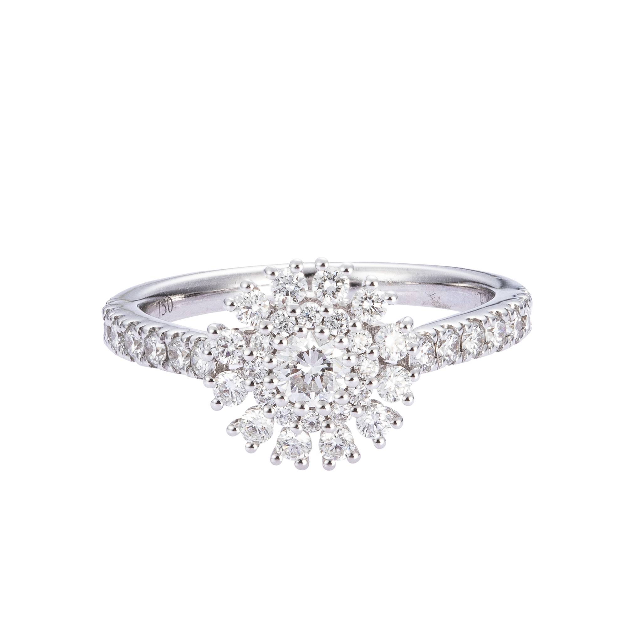 Starlight Cluster Set Round Diamond Ring in 750/18K White Gold 24995 ...