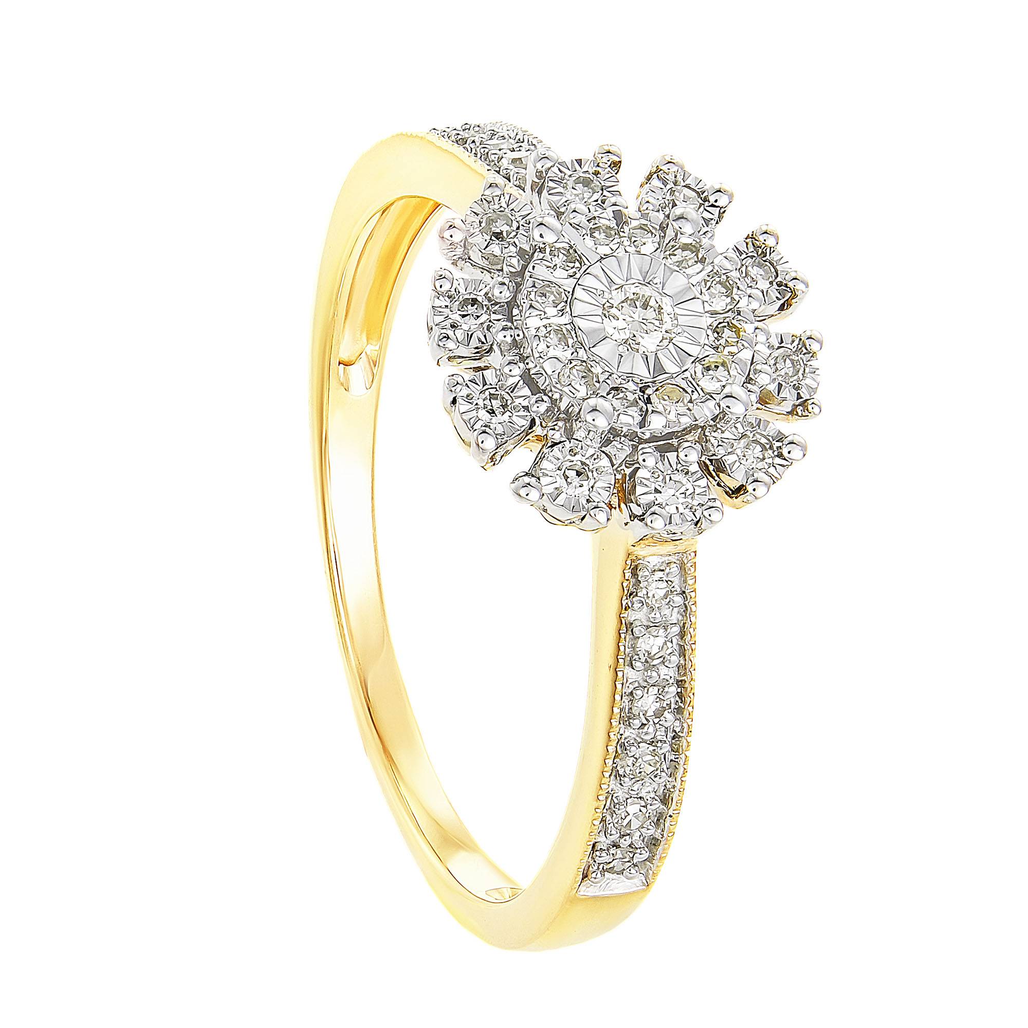 Illusion Set Round Diamond Ring in 375/9K Yellow Gold 24884