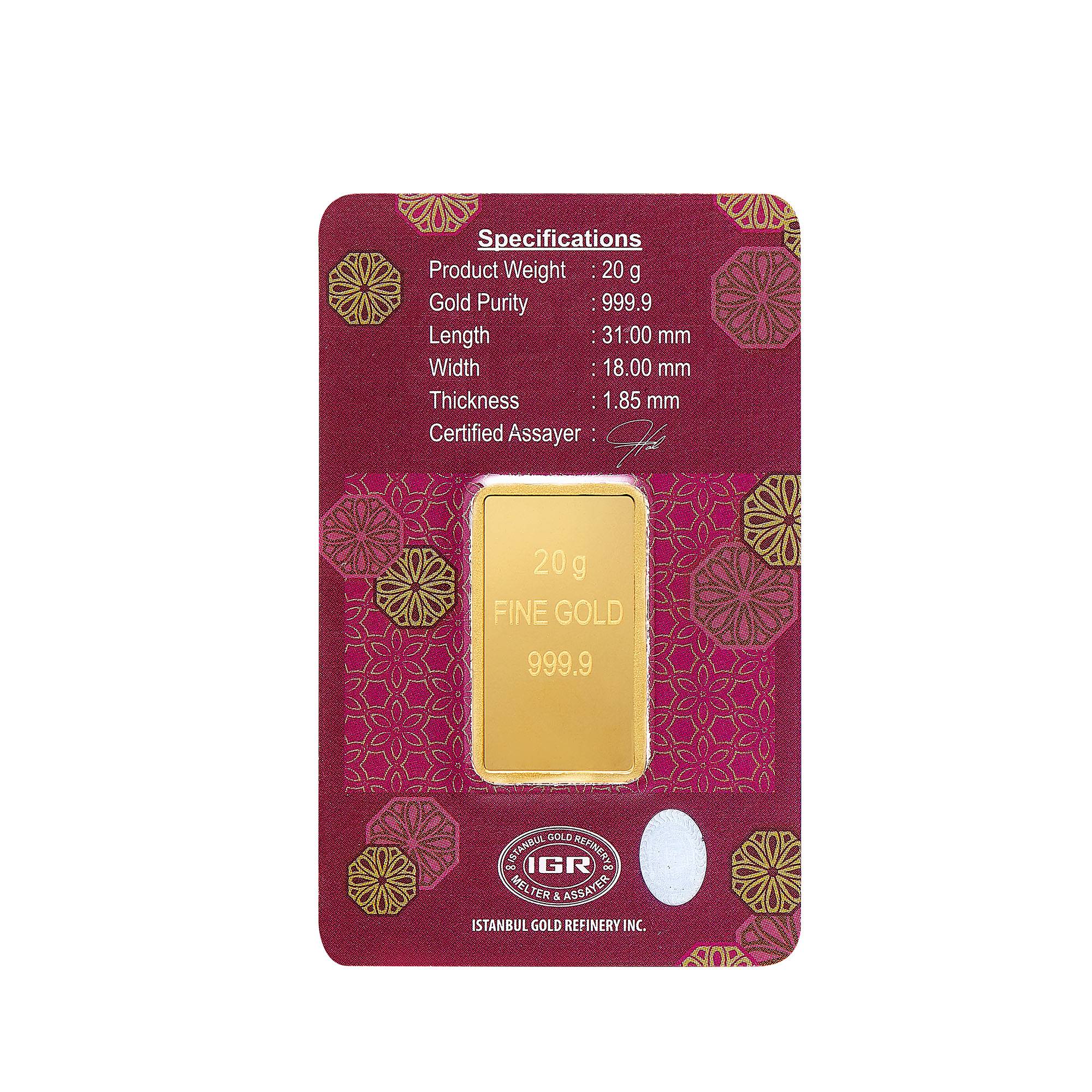 HABIB 20g 999.9 Gold Bar - London Bullion Market Association LBMA ...