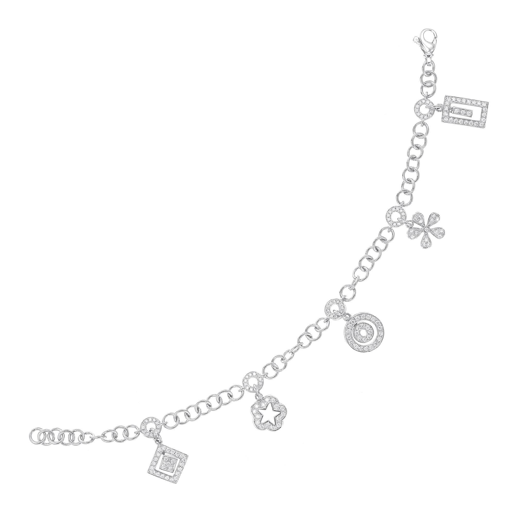 Pave Set Diamond Dangle Bracelet in 750/18K White Gold 66759