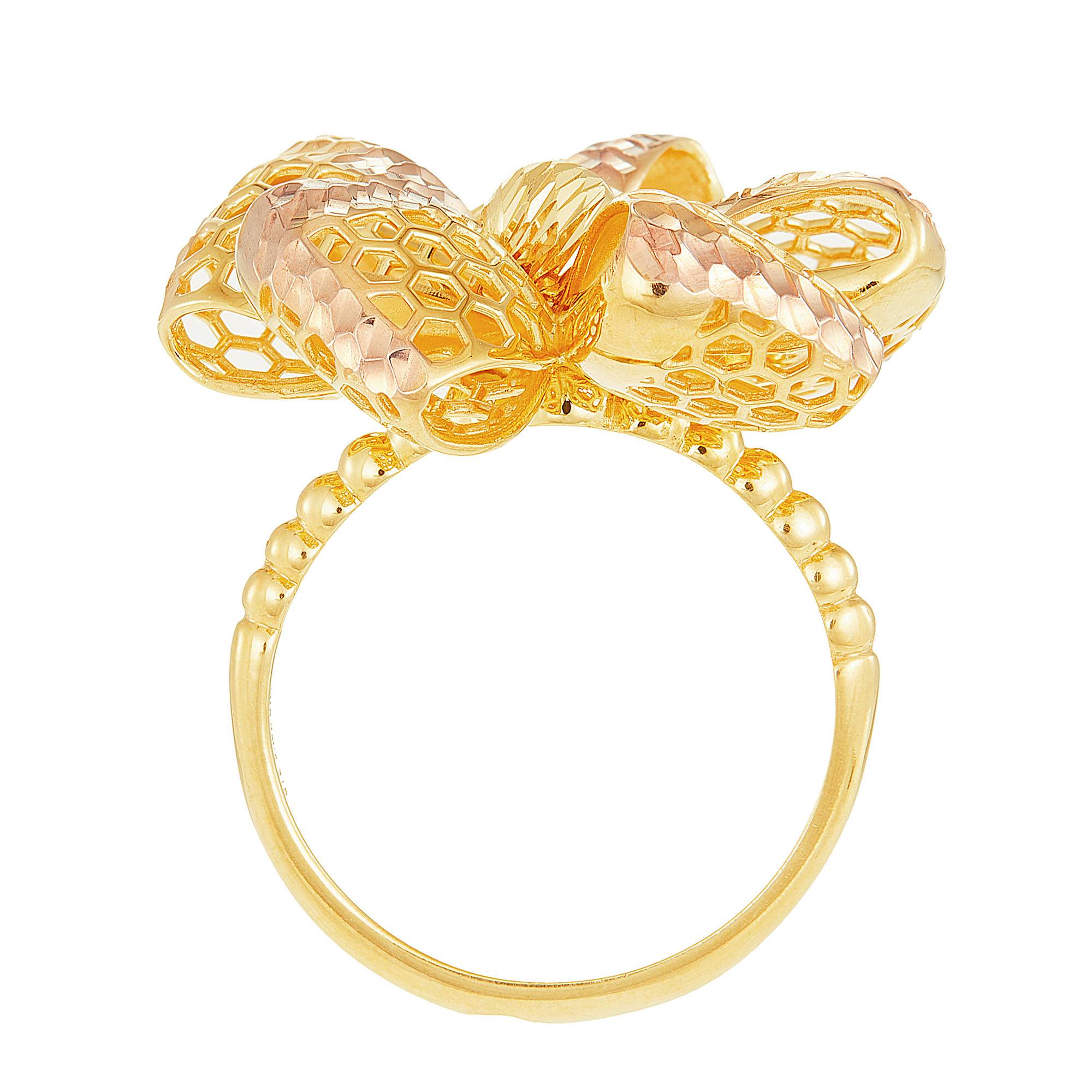 Oro Italia 916 Fiore Rose and Yellow Gold Ring GR46600621(RY)-BI