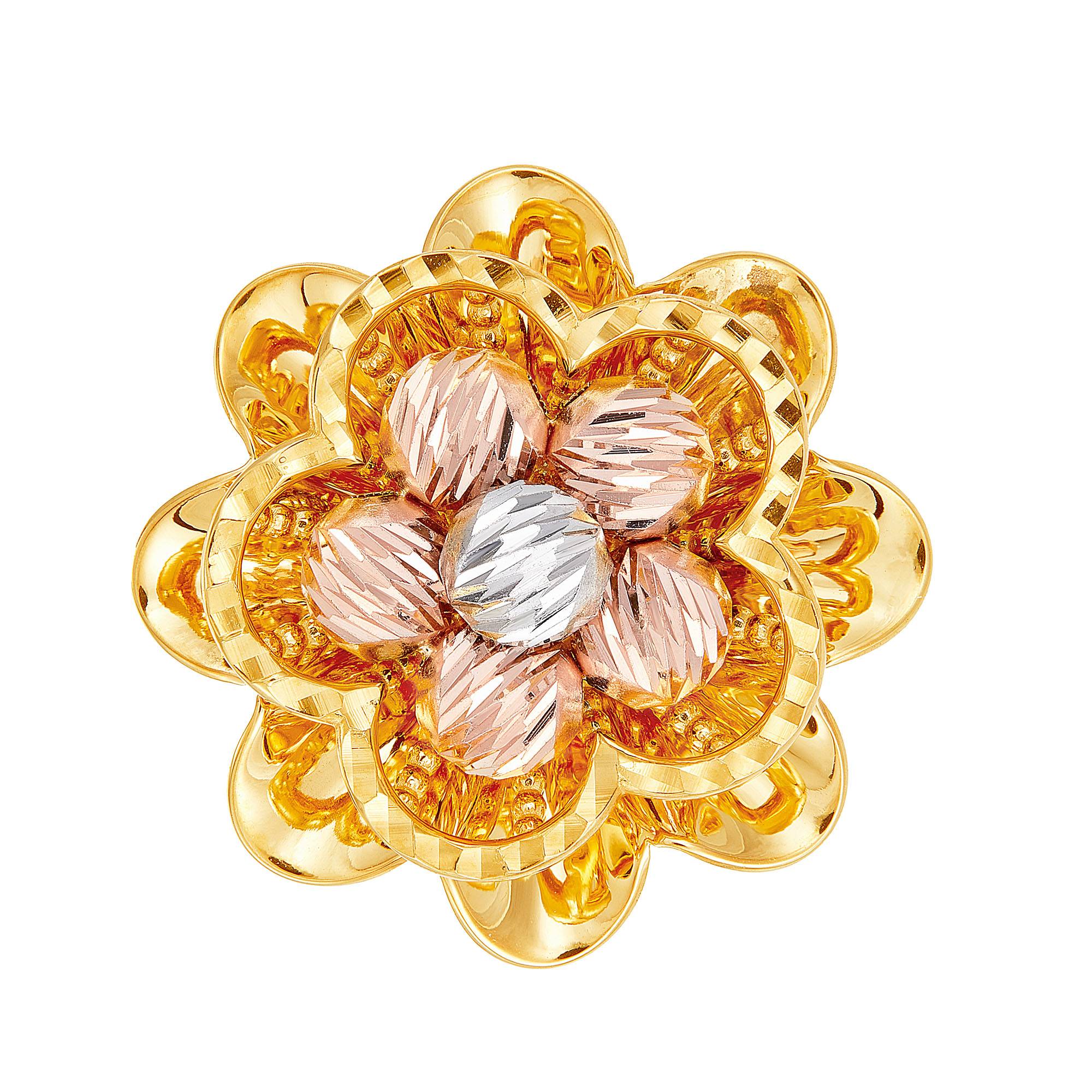 Oro Italia 916 White, Yellow and Rose Gold Ring, 916 Gold GR46650621-TI