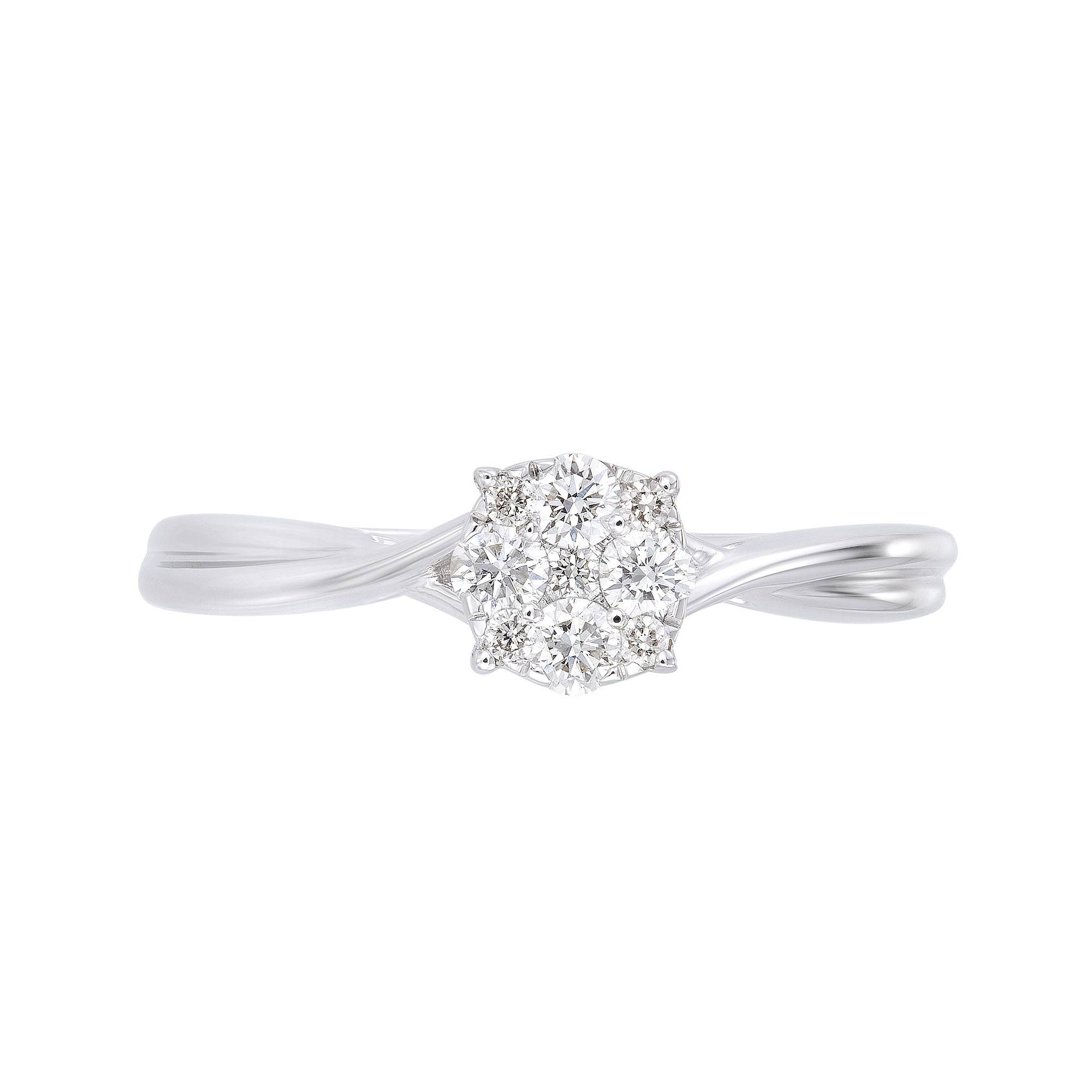 Twist Band Round Diamond Ring in 375/9K White Gold 263250122