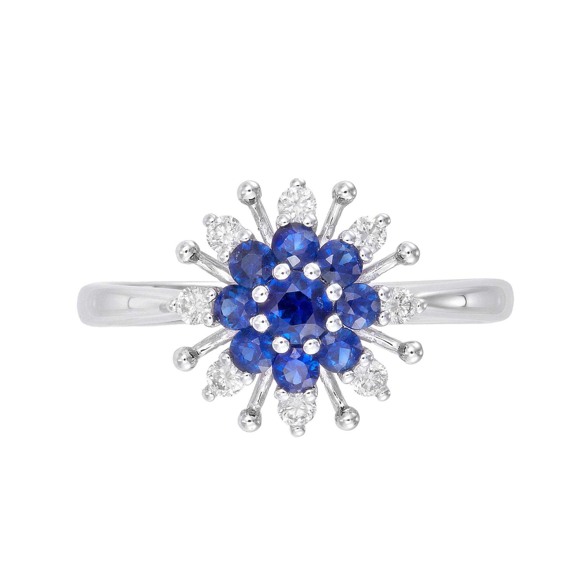 Fireworks Blue Sapphire Diamond Ring in 375/9K White Gold 262760122(R ...