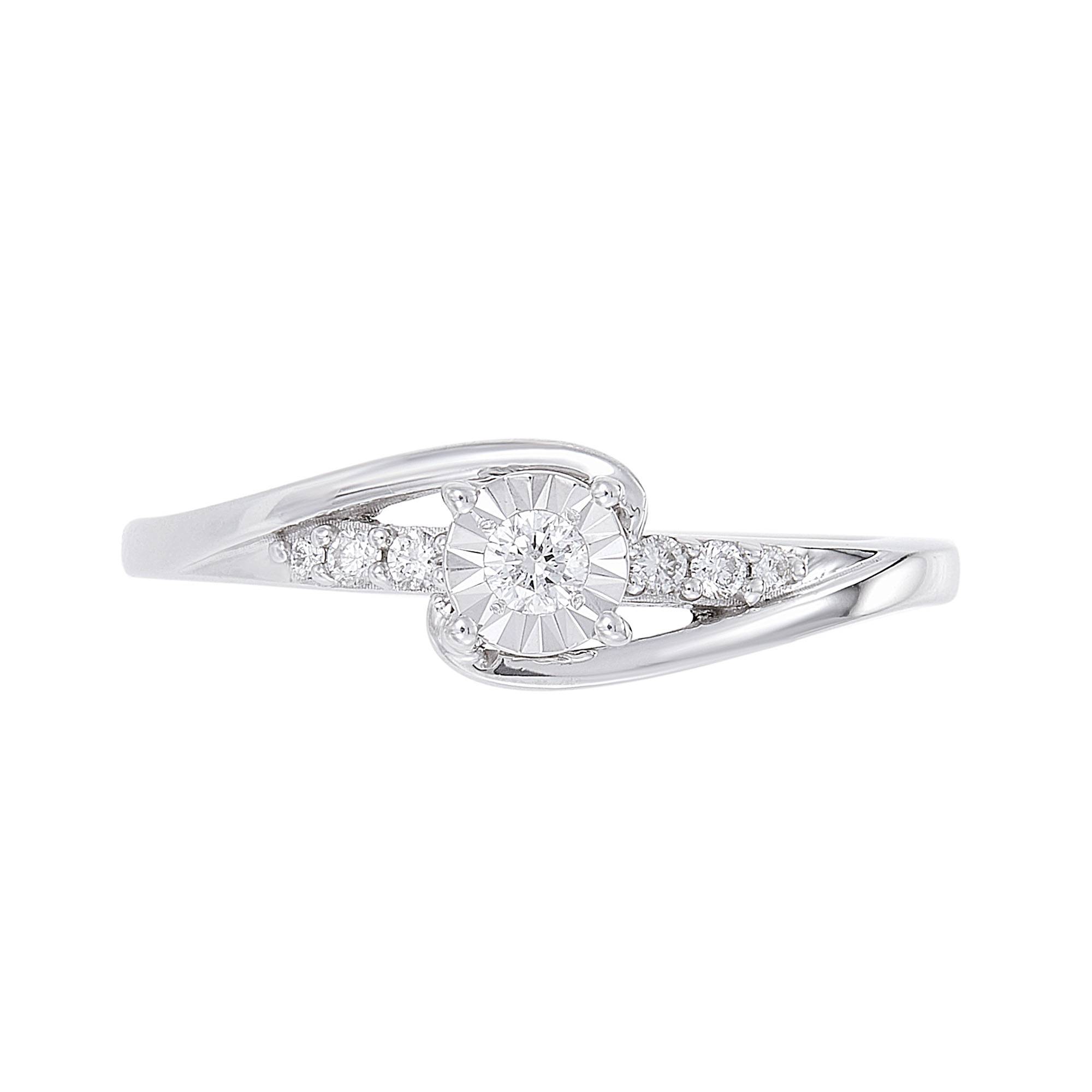 Split Band Round Diamond Ring in 375/9K White Gold 261921121