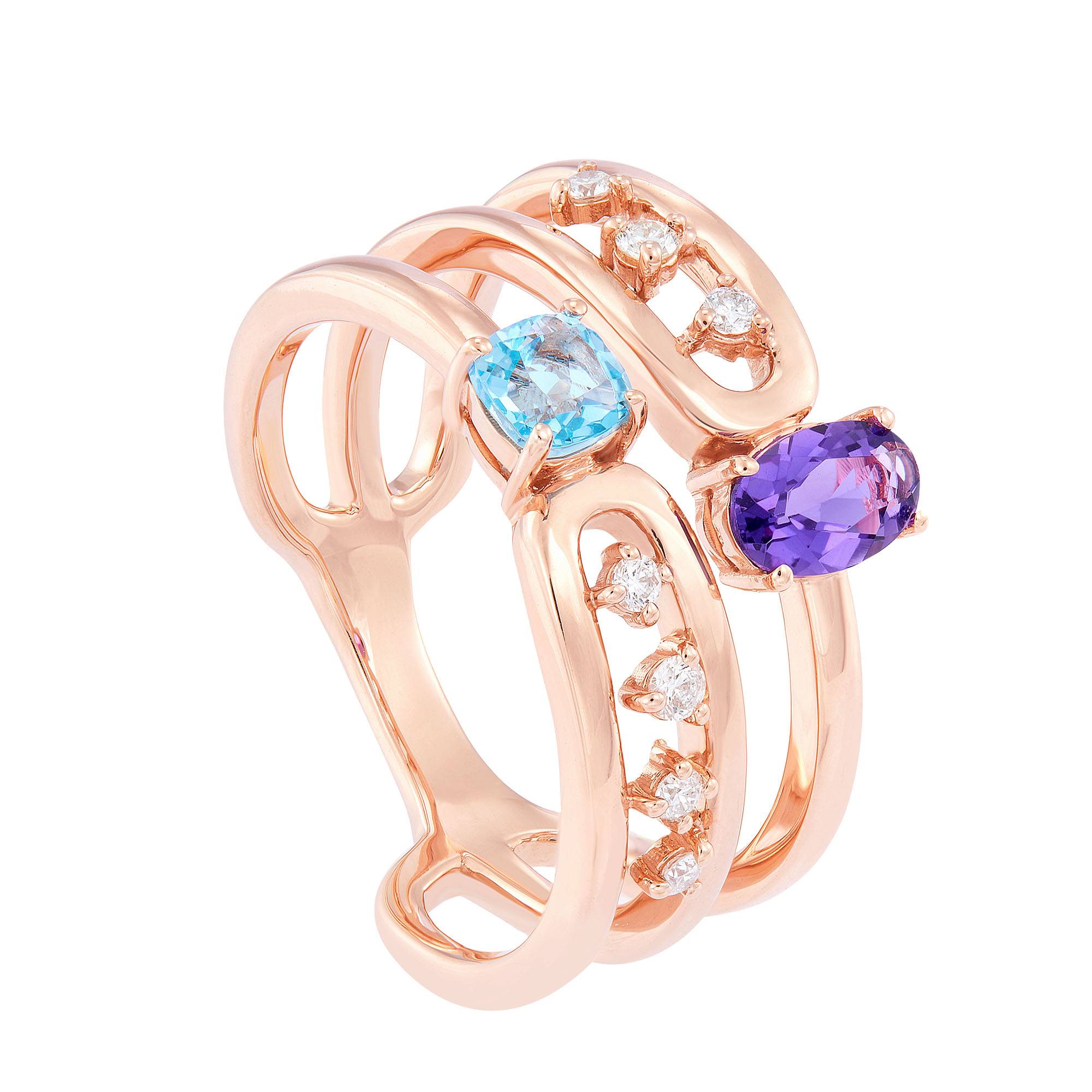 Dwa Double Row Diamond Ring in 375/9K Rose Gold 264740822(RG)