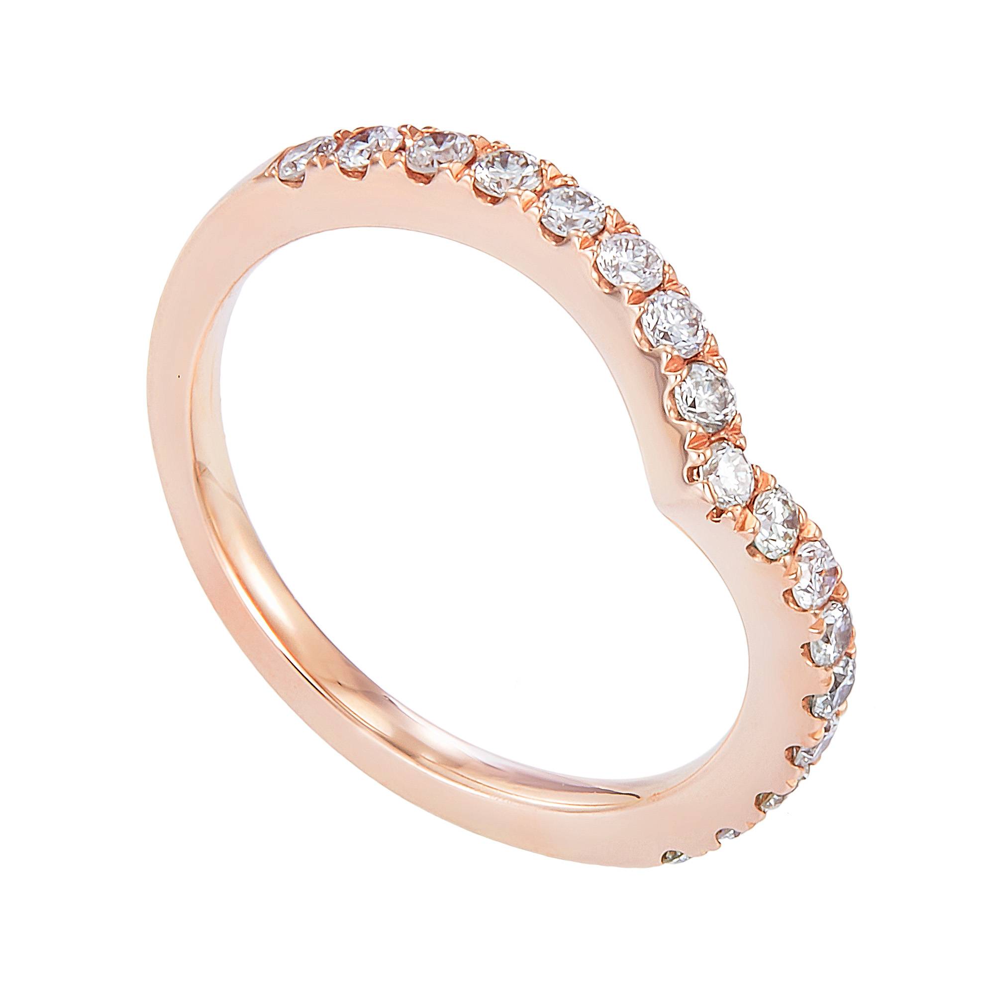 V-Shape Diamond Ring in 375/9K Rose Gold 25797(R) | HABIB Jewels