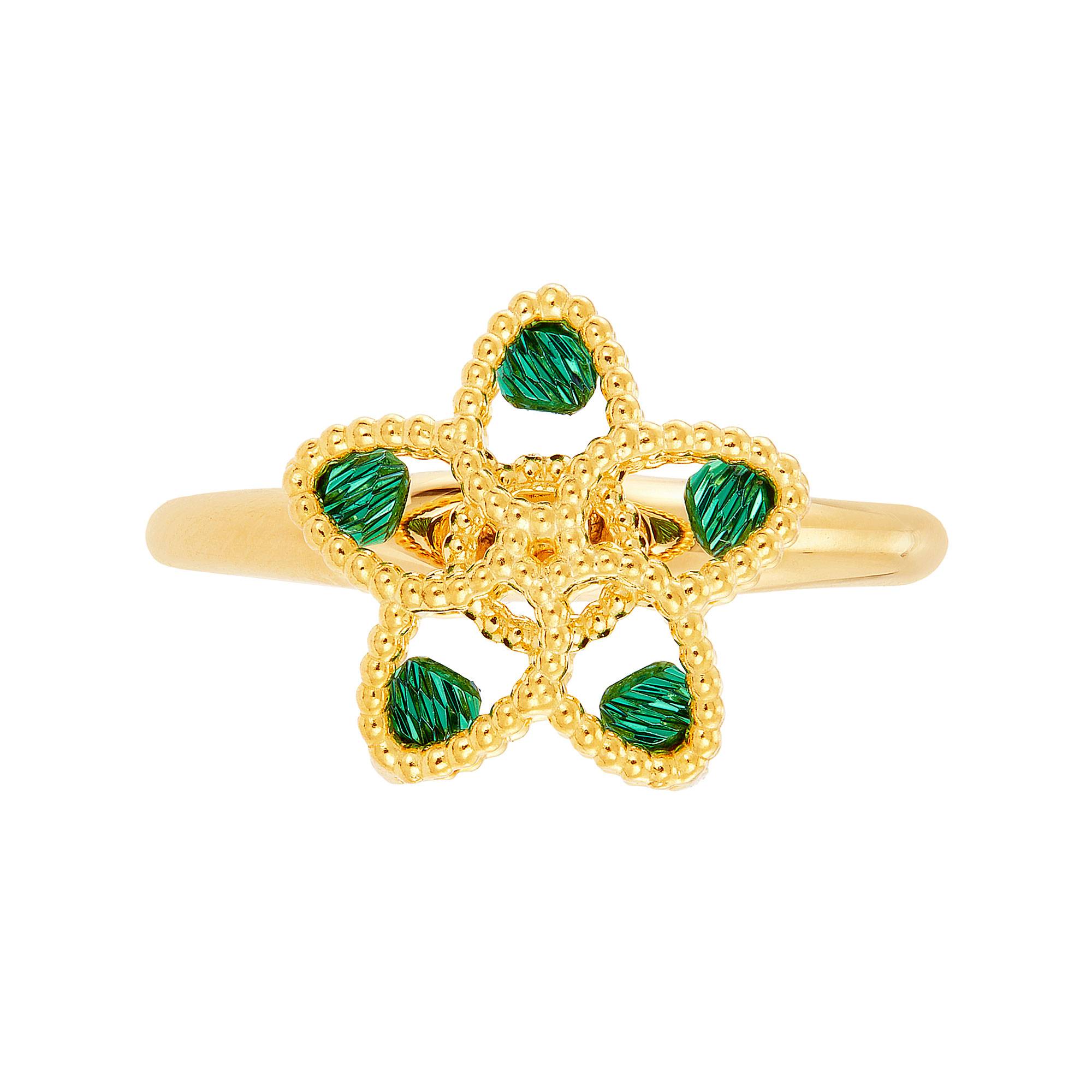 Oro Italia 916/22K Yellow and Green Gold Ring GR48820223(GRN)-BI