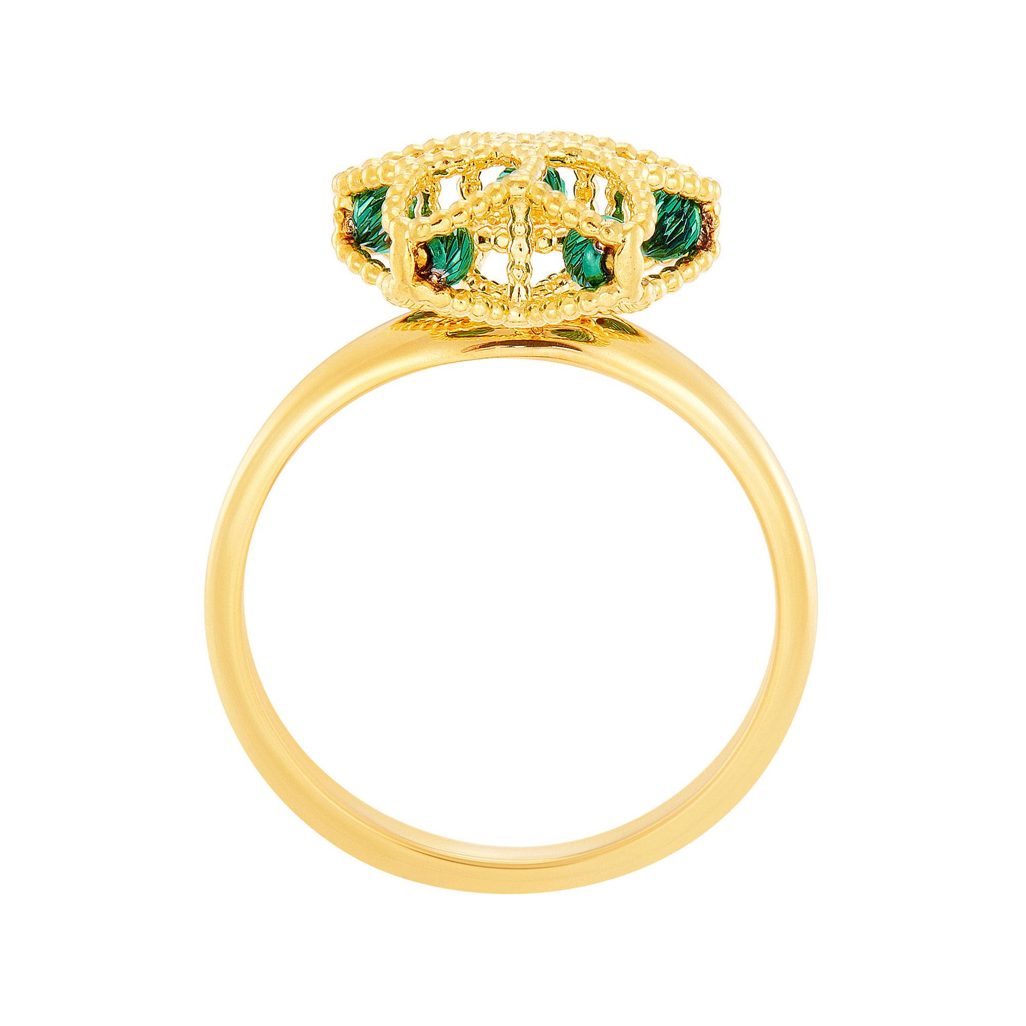 Oro Italia 916/22K Yellow and Green Gold Ring GR48820223(GRN)-BI