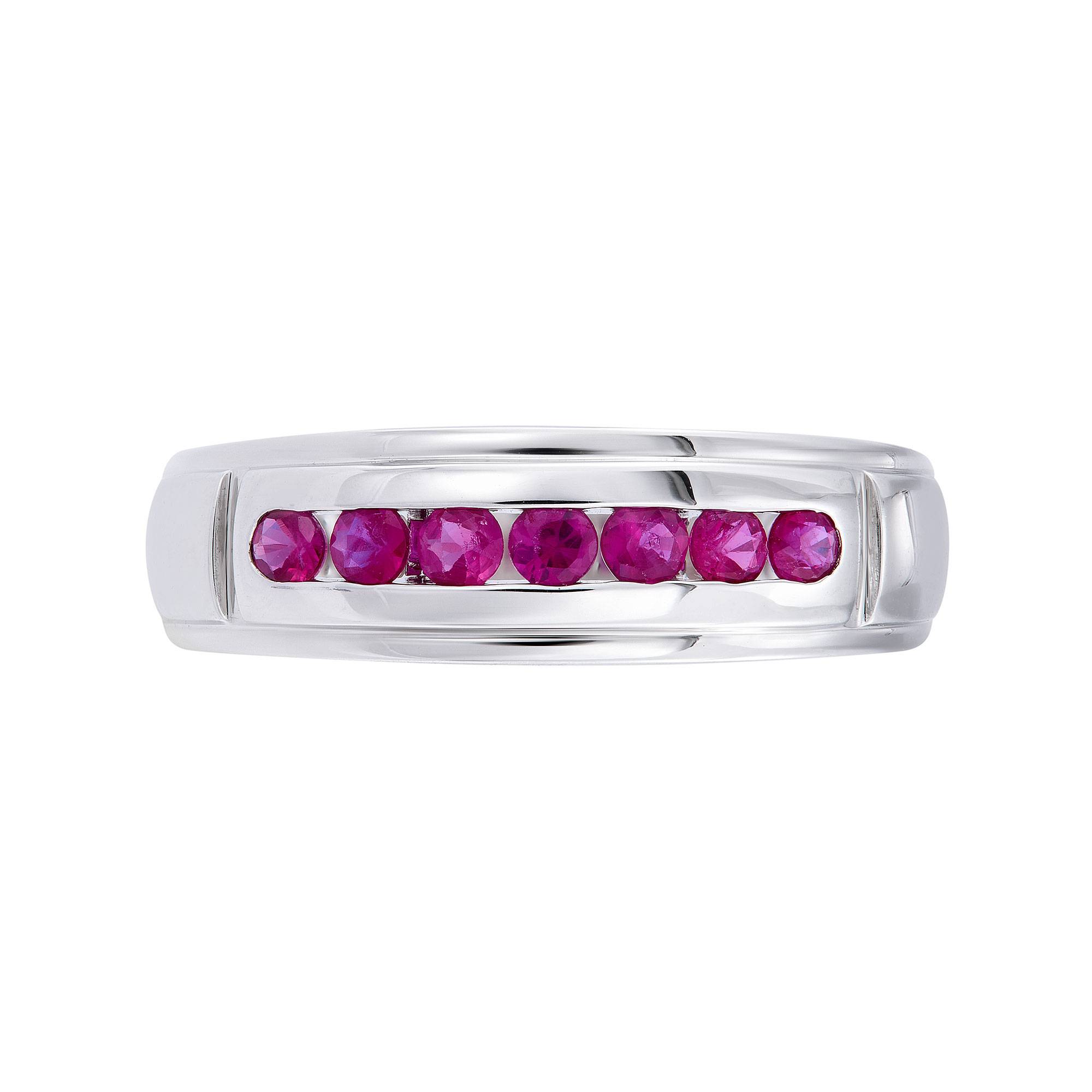Red Ruby Men's Ring in 925 Silver Palladium 260361122(PLD)-RU-B