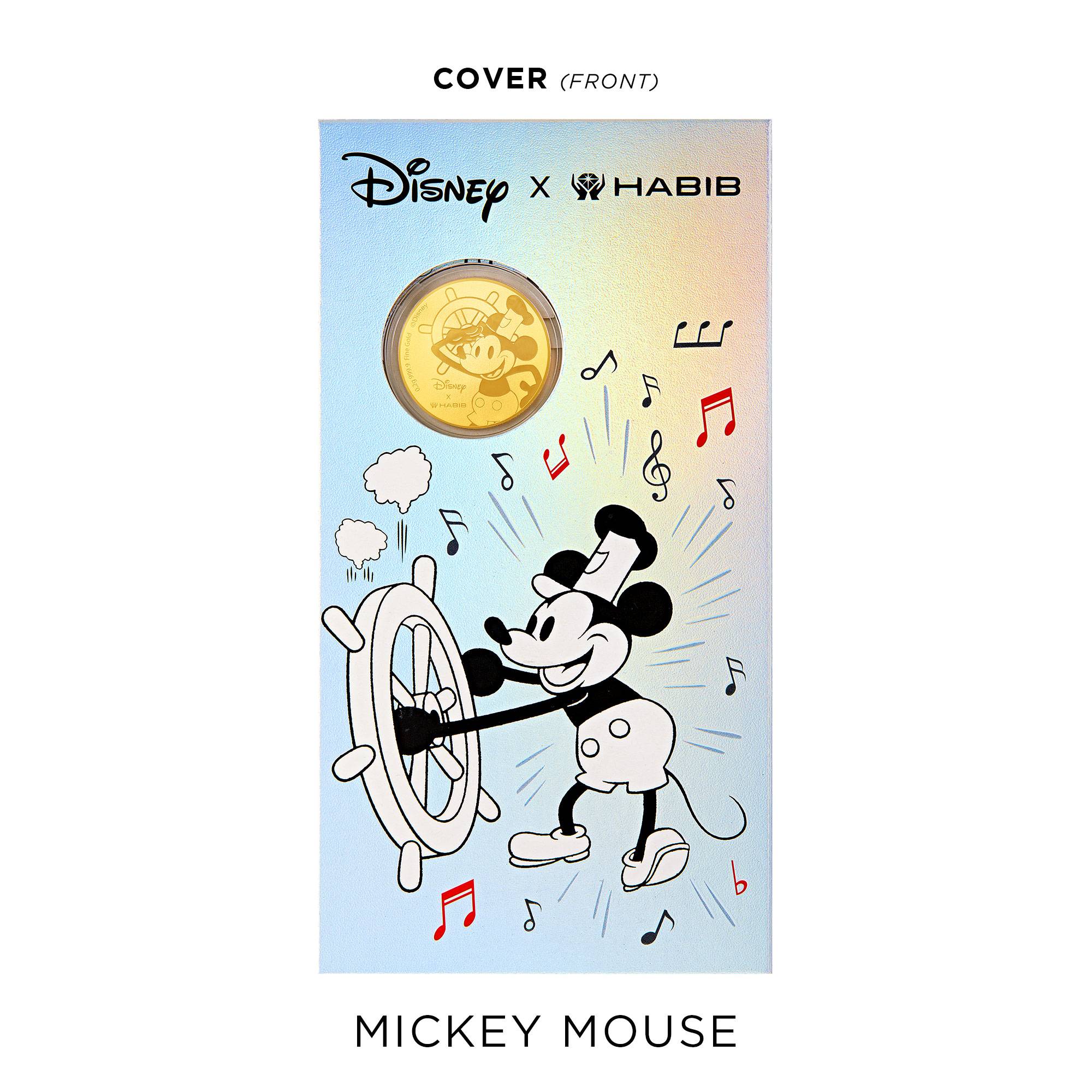 Disney x HABIB Disney100 Mickey Mouse Gold Wafer Coin, 999.9 Gold (0.20G)